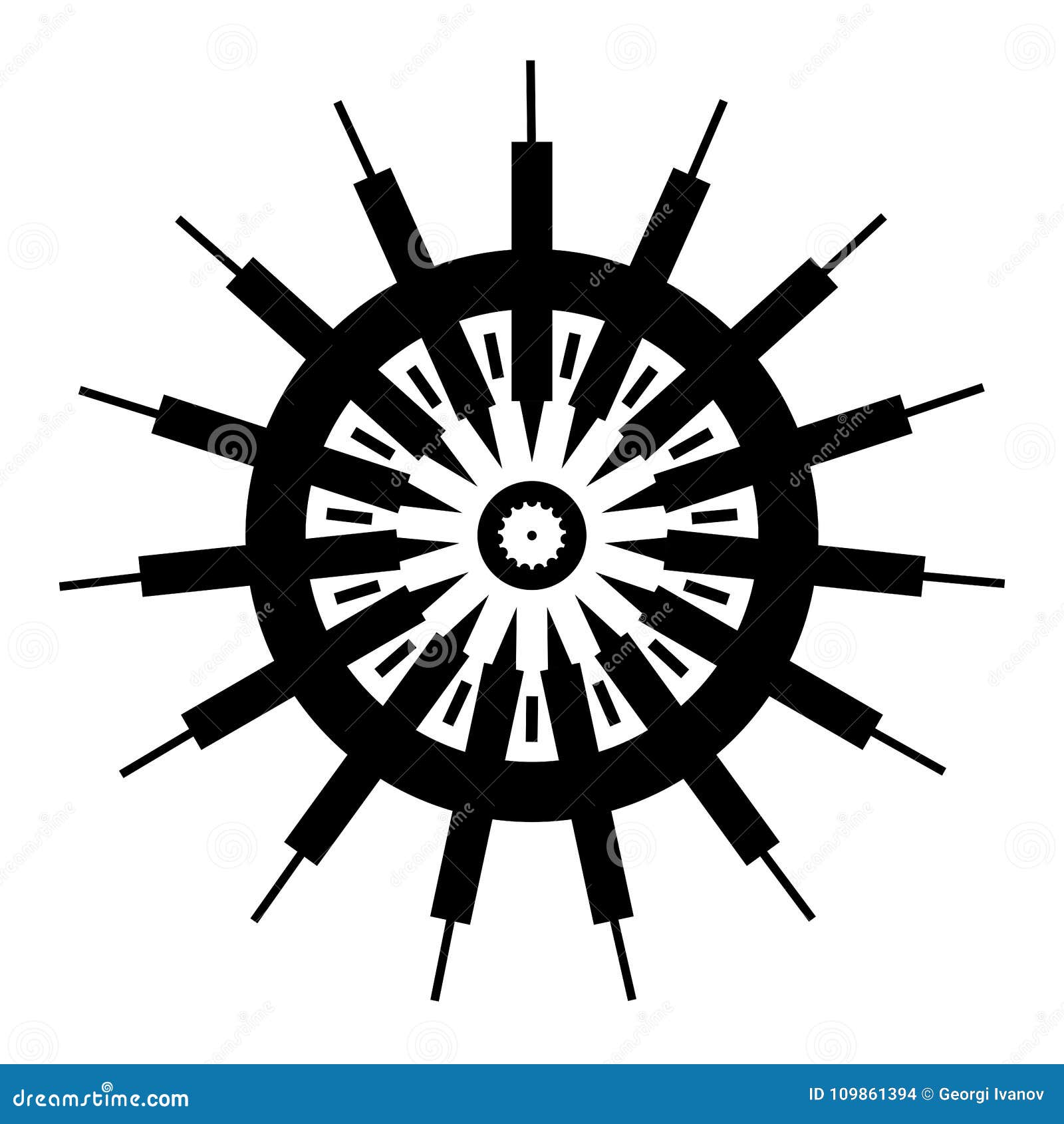 Black and White, Geometric Wheel Design Stock Vector - Illustration of ...