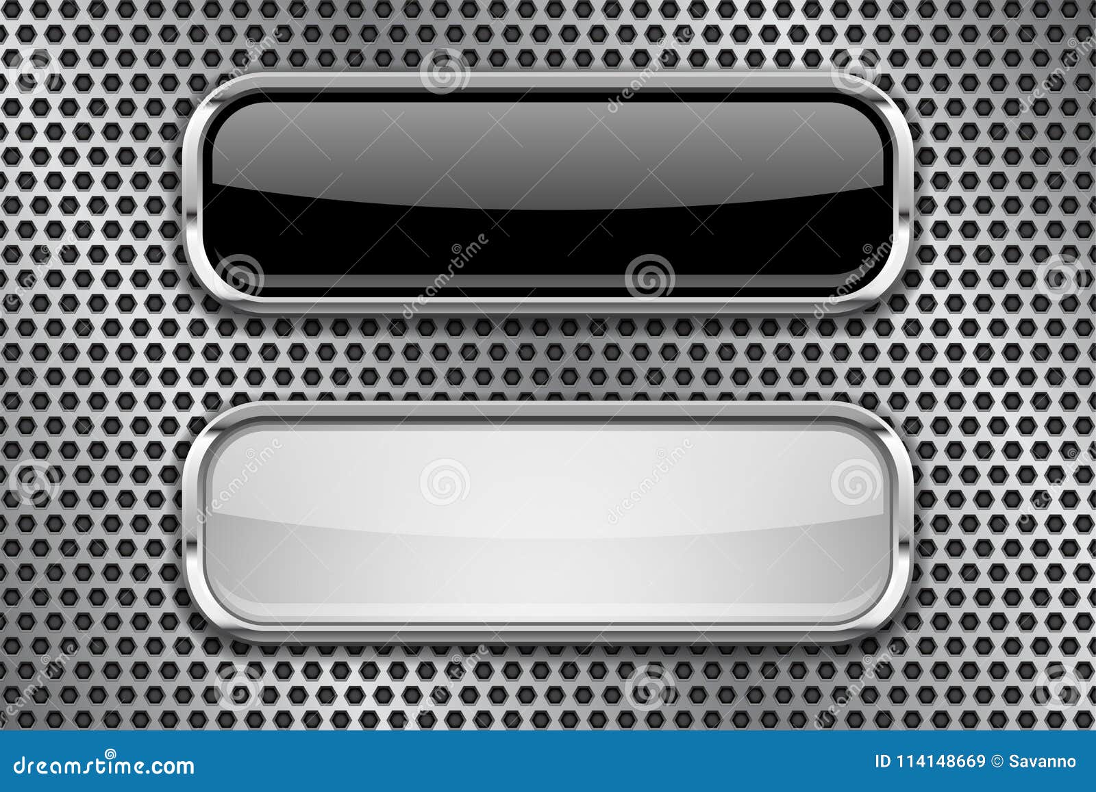 Black and White Glass Buttons with Metal Frame, on Perforated ... Black and White Glass Buttons with Metal Frame, on Perforated ...