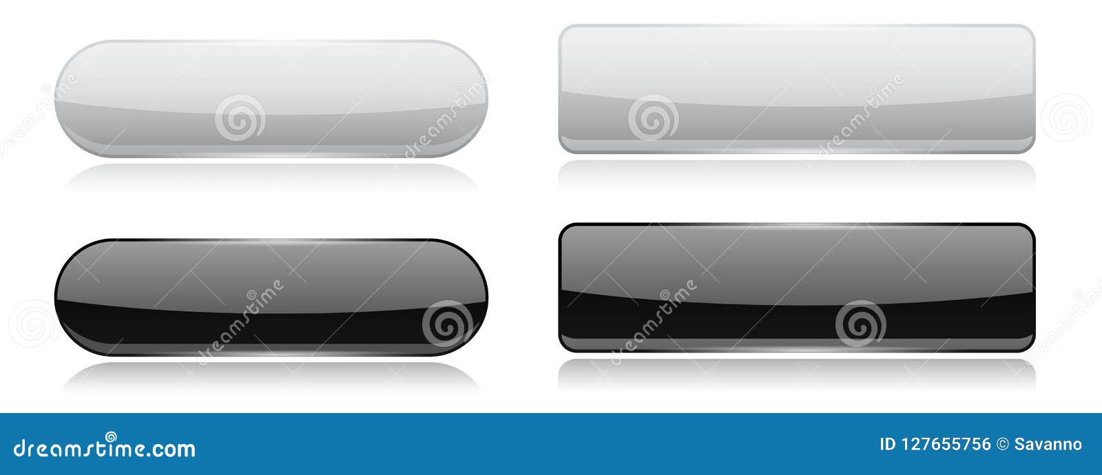 Black and White Glass Buttons. Oval and Rectangle 3d Shiny Icons Stock ... Black and White Glass Buttons. Oval and Rectangle 3d Shiny Icons Stock ...