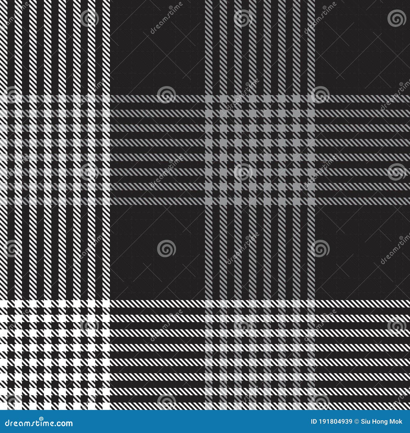 Black and White Glen Plaid Textured Seamless Pattern Stock Vector ...