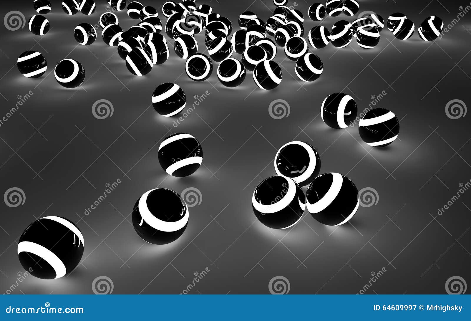 Black and White Glowing Stripes Spheres Stock Illustration ...