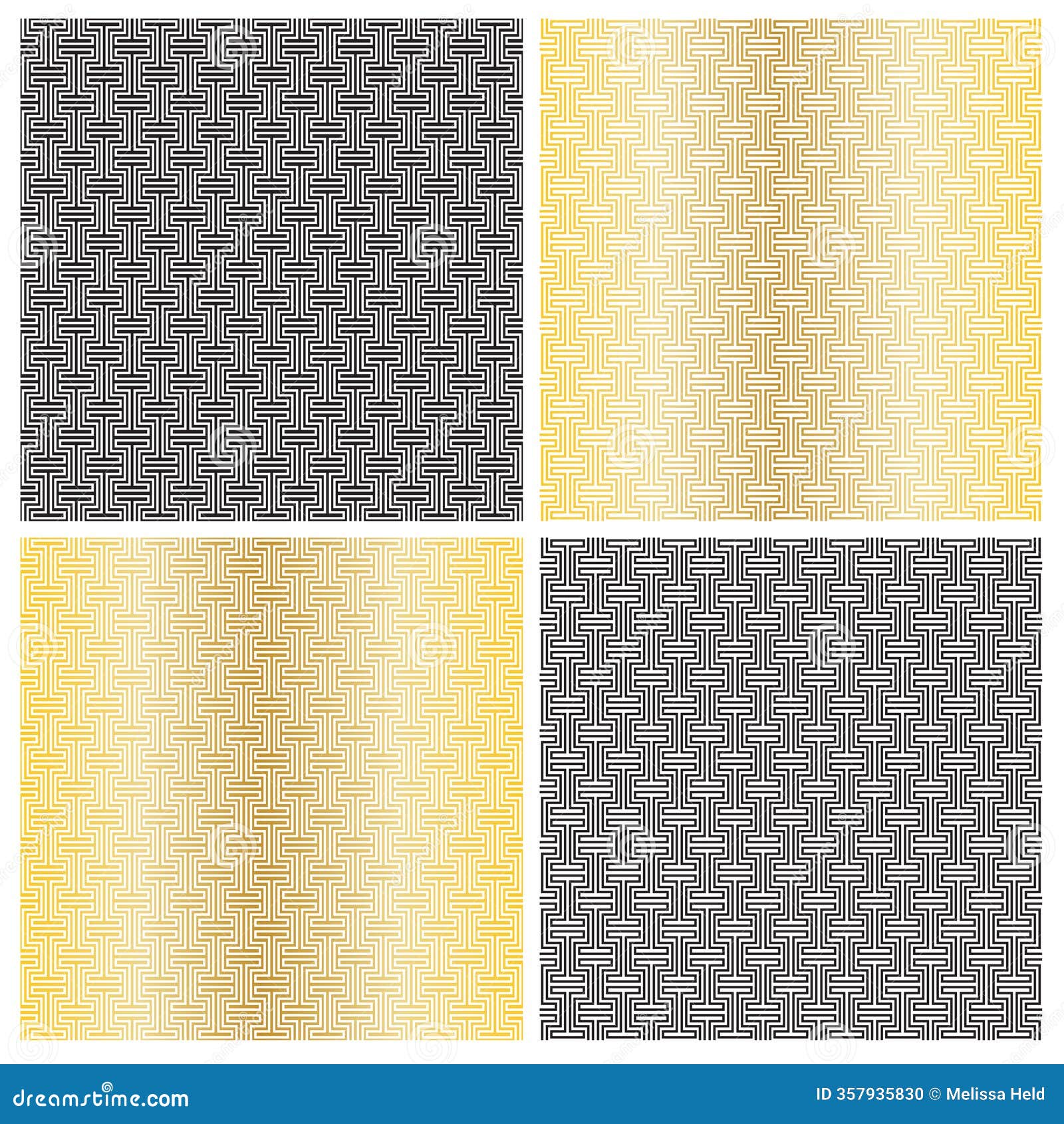 Black White Gold Seamless Fretwork Patterns Stock Illustration ...