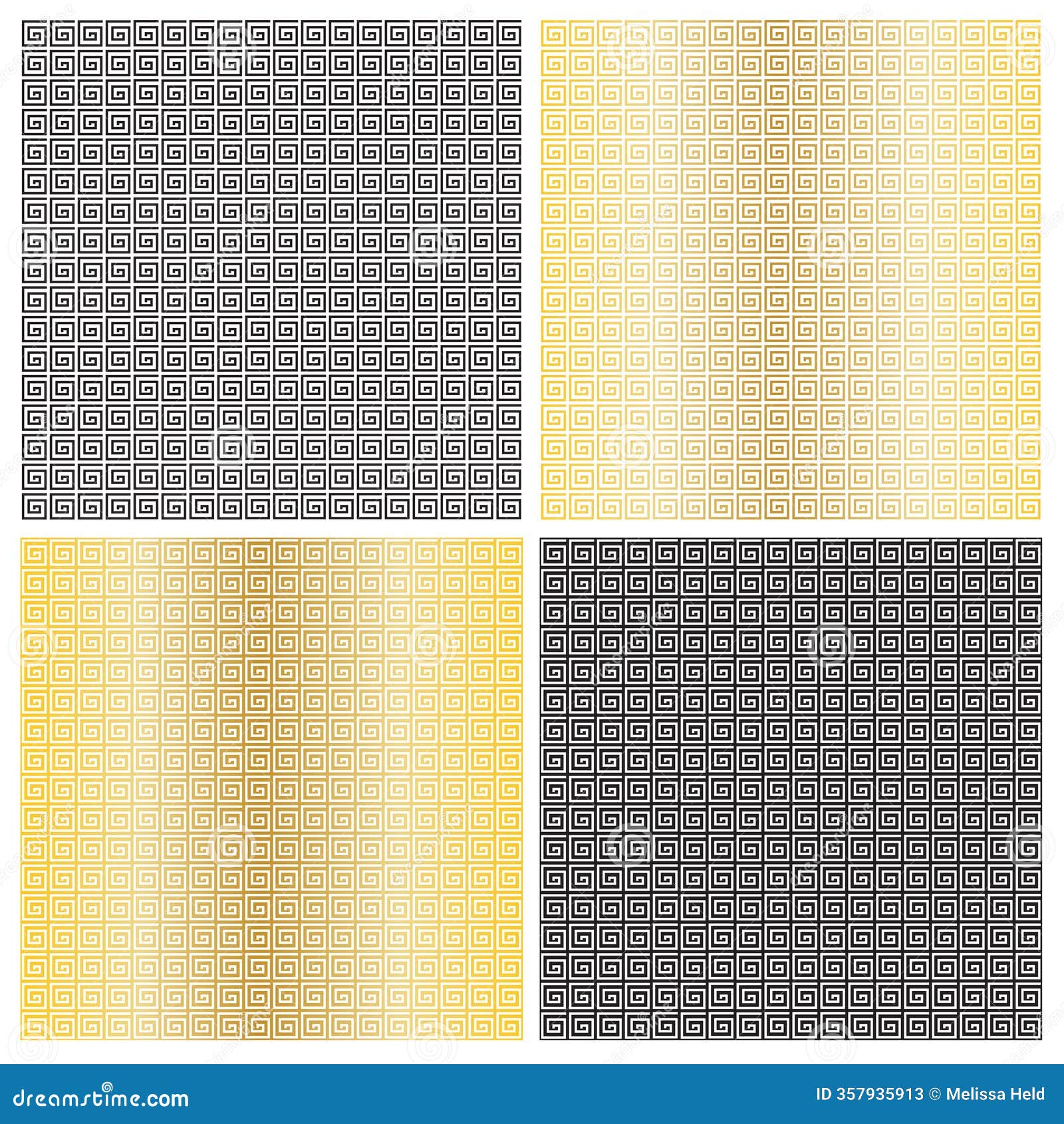 Black White Gold Seamless Fretwork Patterns Stock Illustration ...