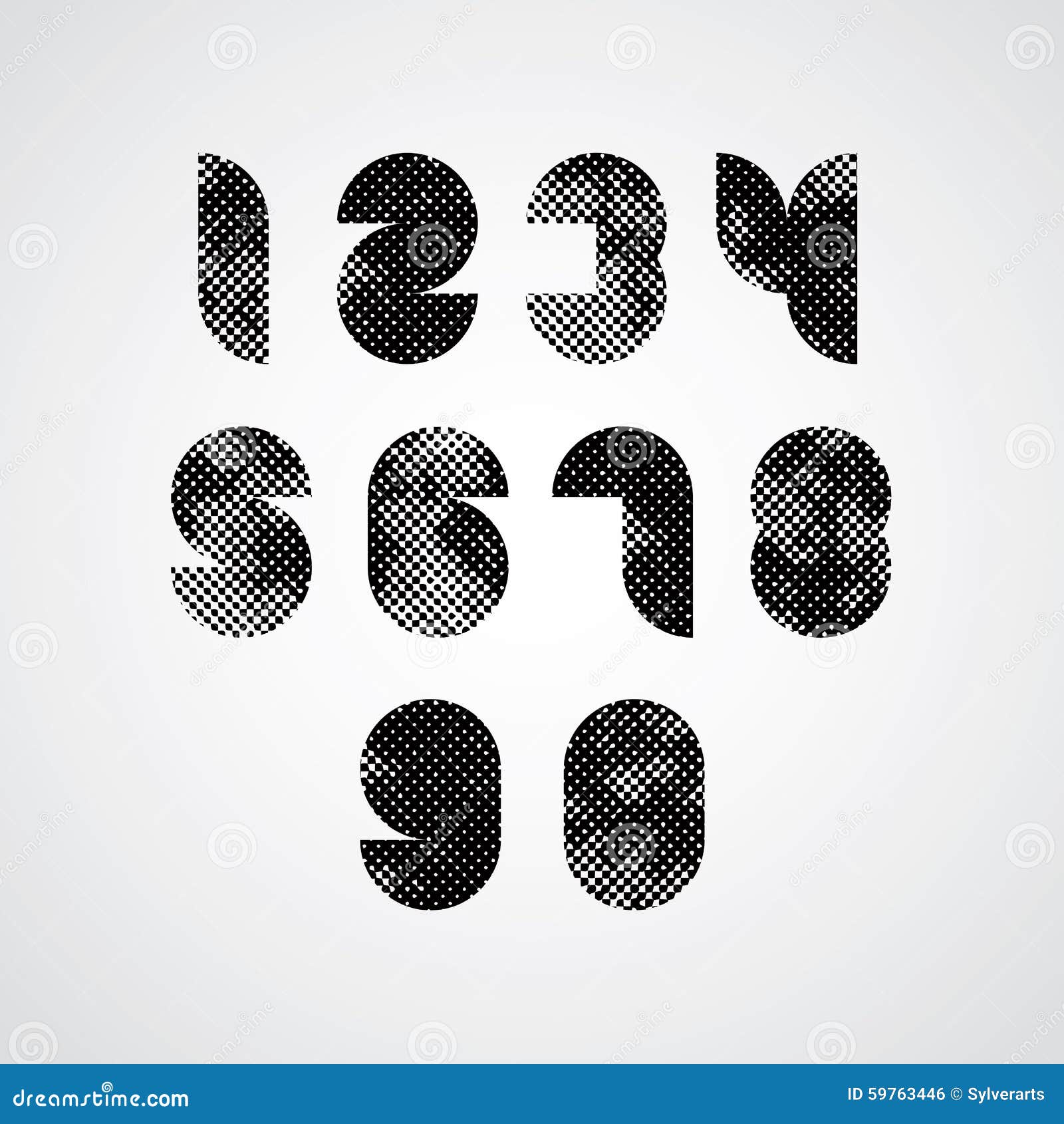 Black and White Graphic Decorative Numbers. Stock Vector - Illustration ...