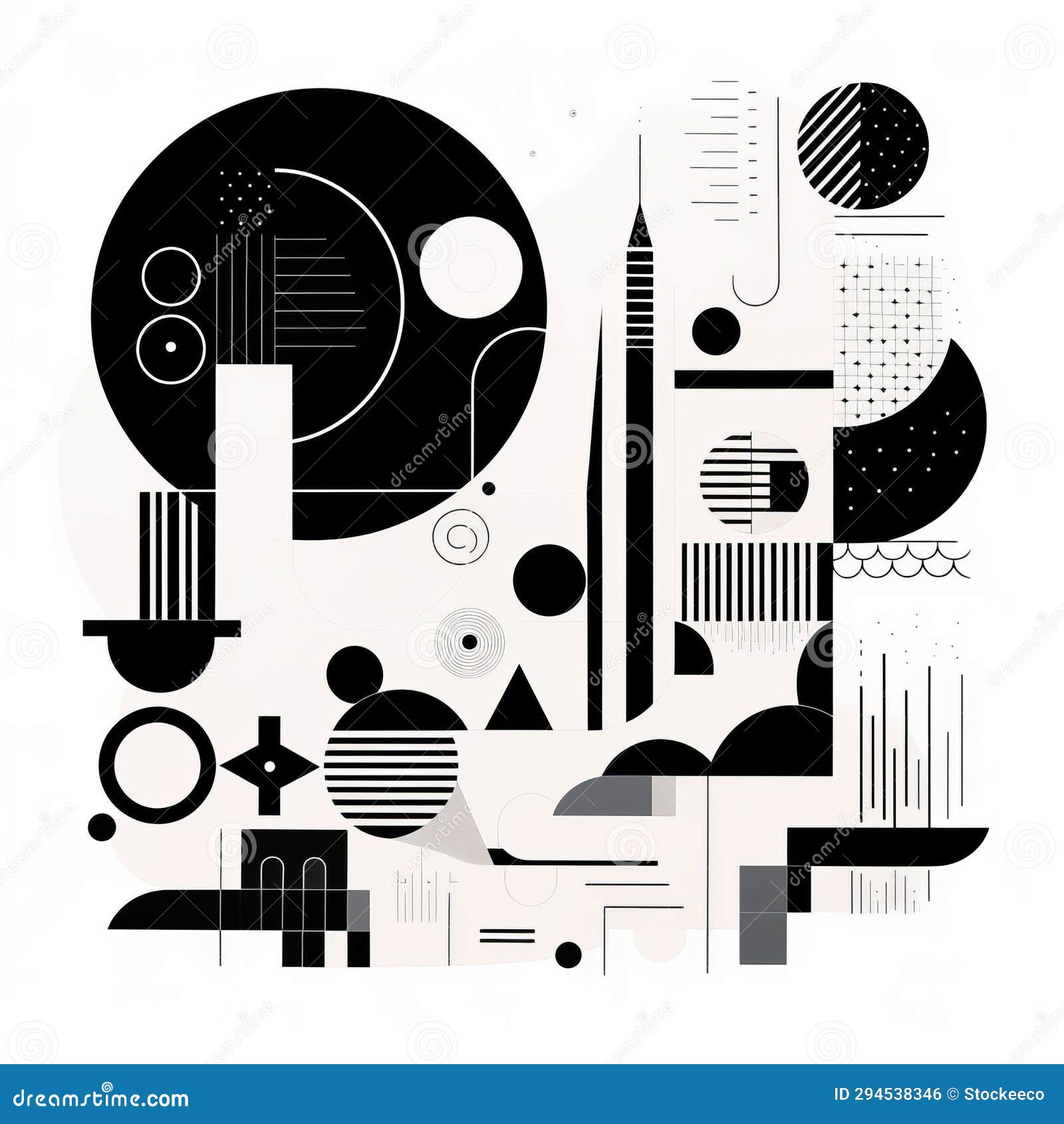 Modernism Vector: Retro Black and White Abstract Illustration Stock ...