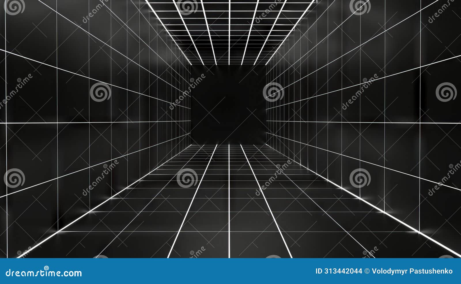 Black and White Grid Stretching into the Distance, Perspective Stock ...