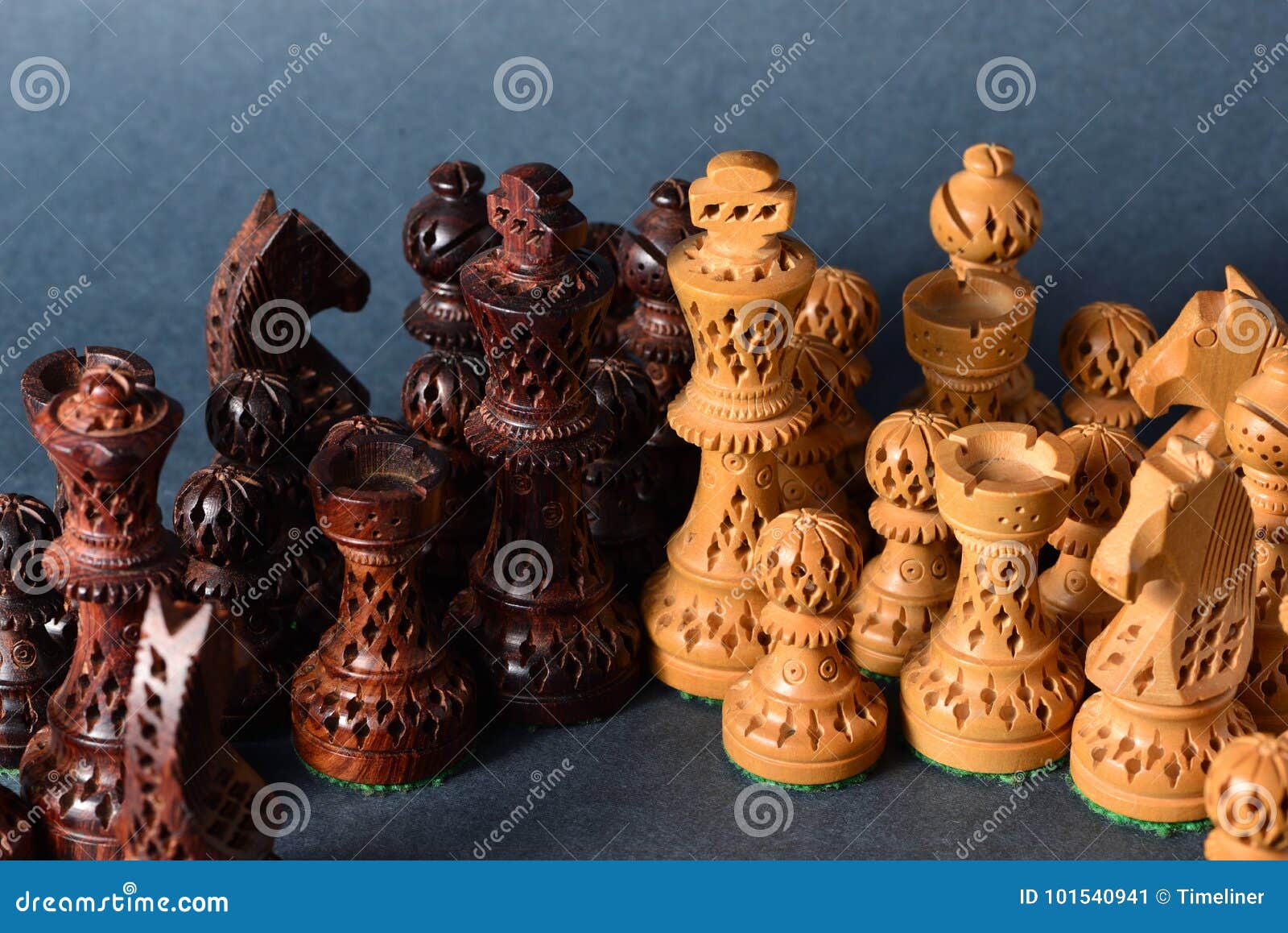 Wooden Chess on Gray Background Stock Image - Image of competition ...