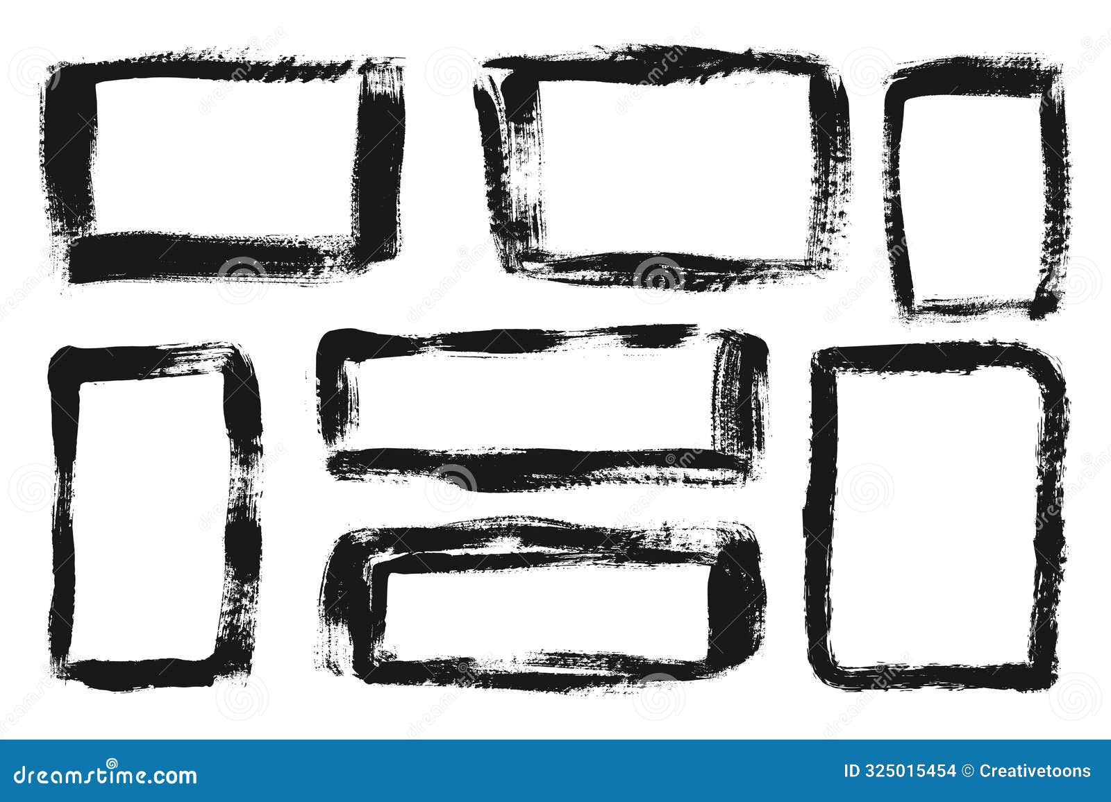 Grunge Border Frames. Grunge Messy Brush Stroke Painted Rectangular ...