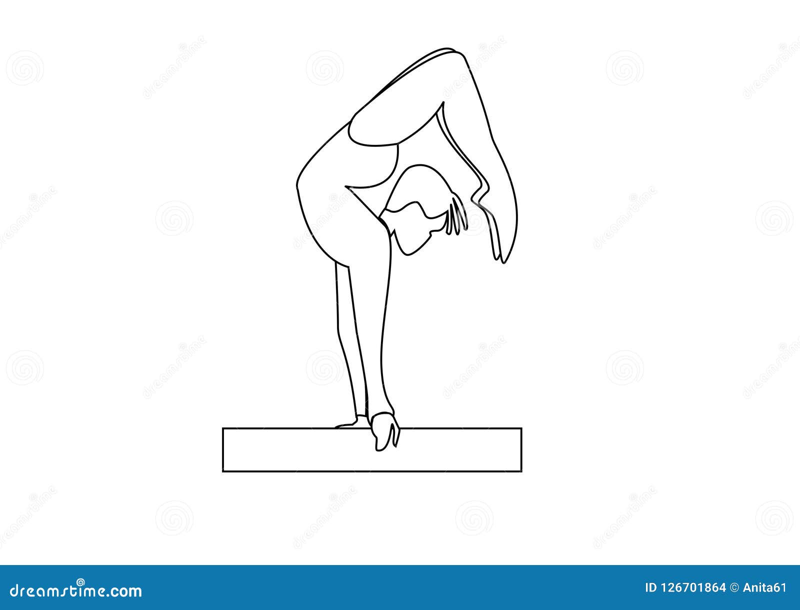 Black and White Gymnast on Balance Beam Stock Vector - Illustration of ...
