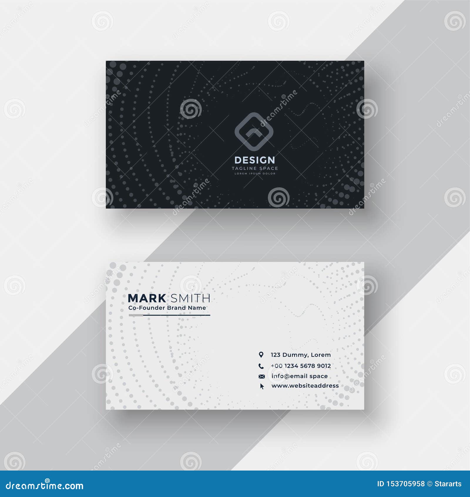 Black and White Halftone Business Card Design Stock Vector ...