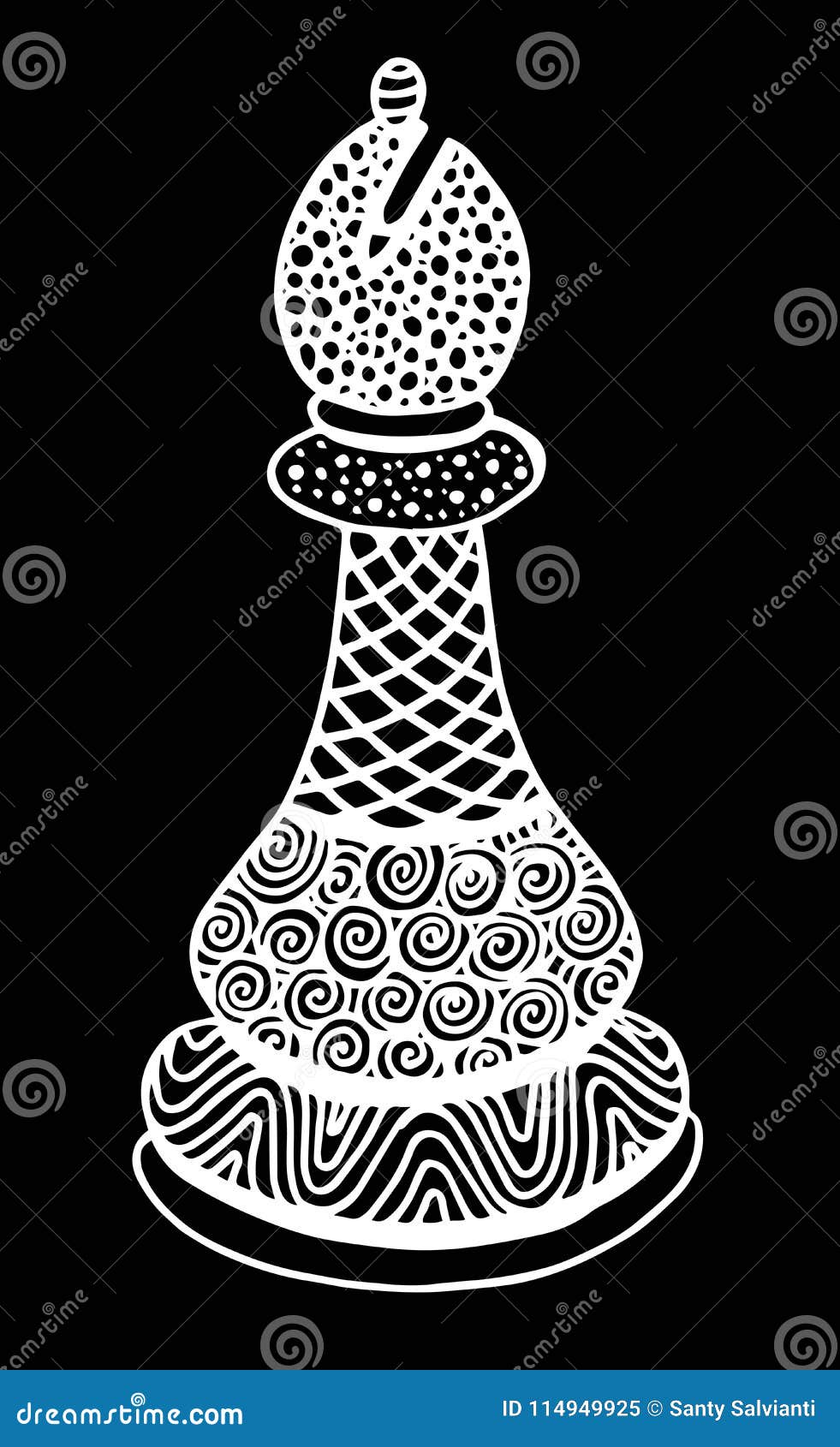 Chess Bishop Vector Line Art Illustration | CartoonDealer.com #231342728