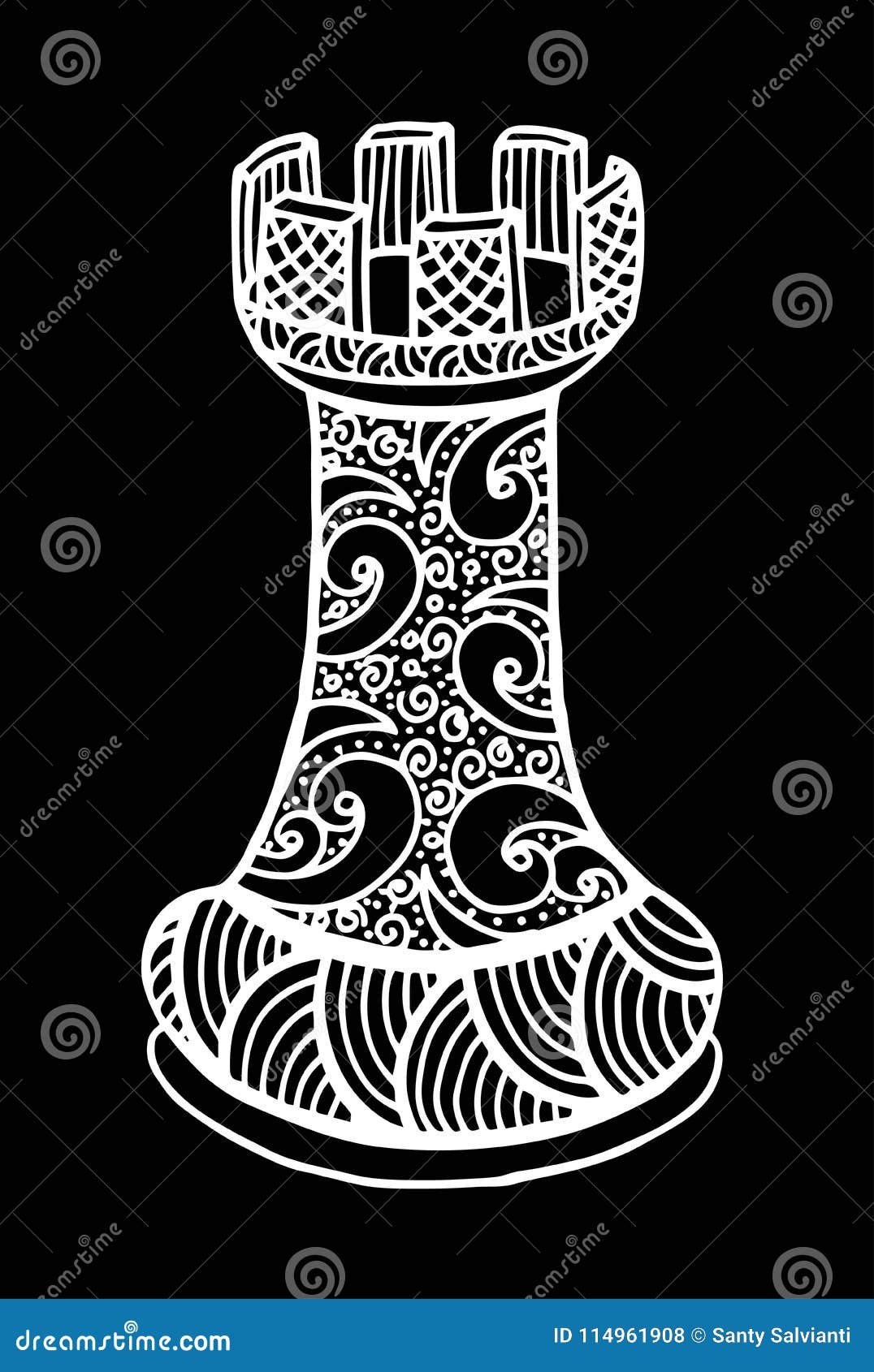 Hand Drawing Doodle Sketch Chess Rook Vector Illustration Art Stock ...
