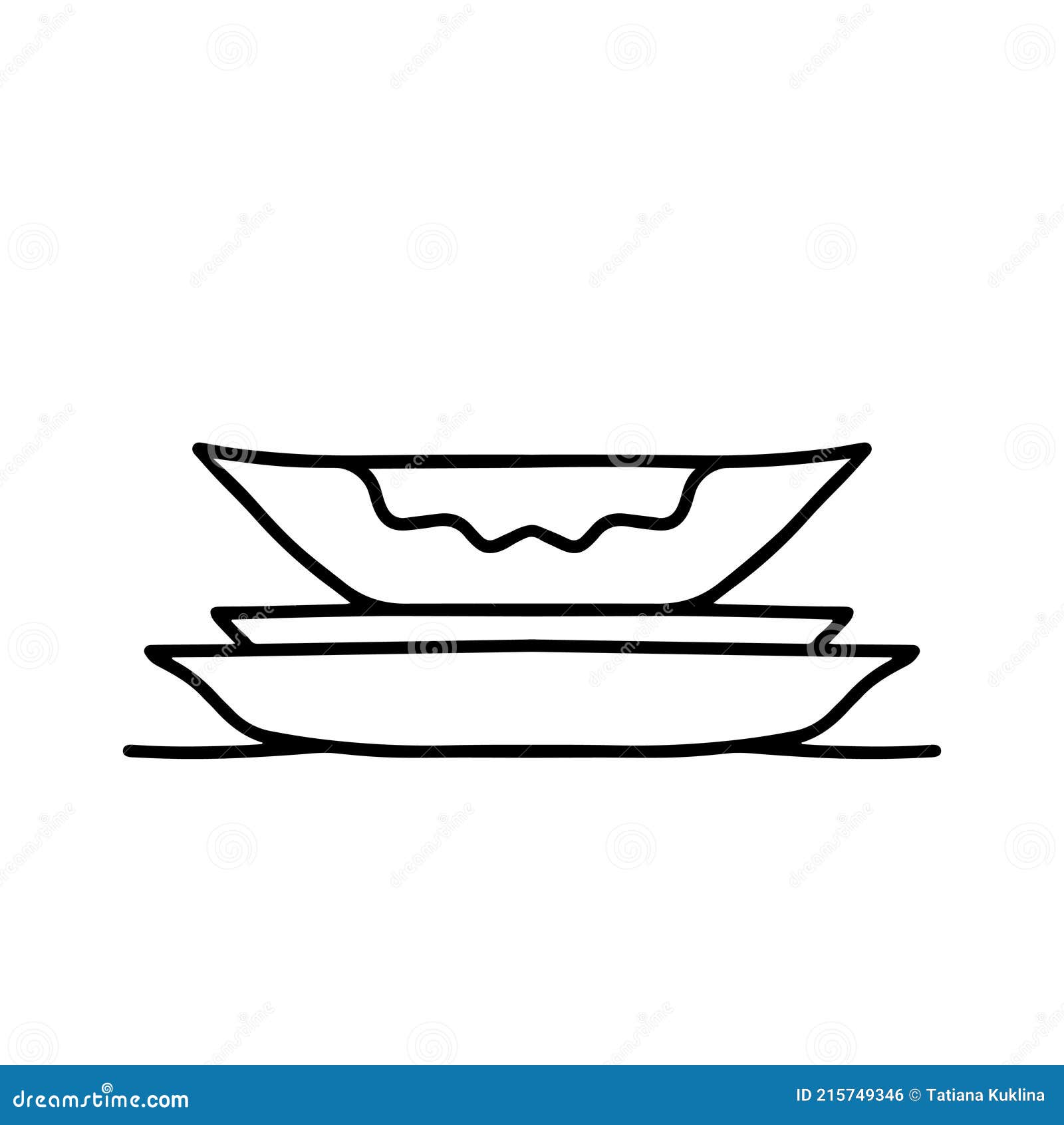 Black and White Hand Drawing Outline Vector Illustration of a Stack of ...