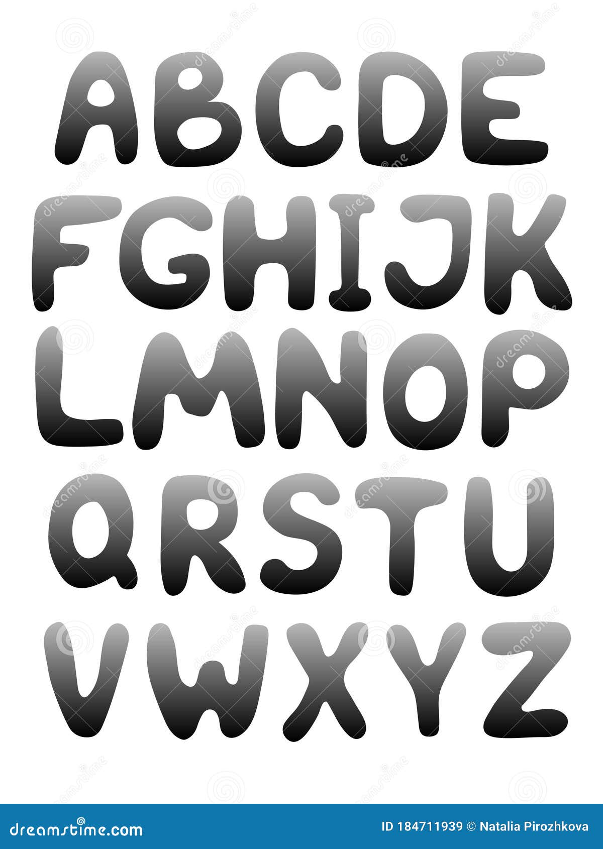 Black and White Hand-drawn Alphabet Stock Vector - Illustration of ...