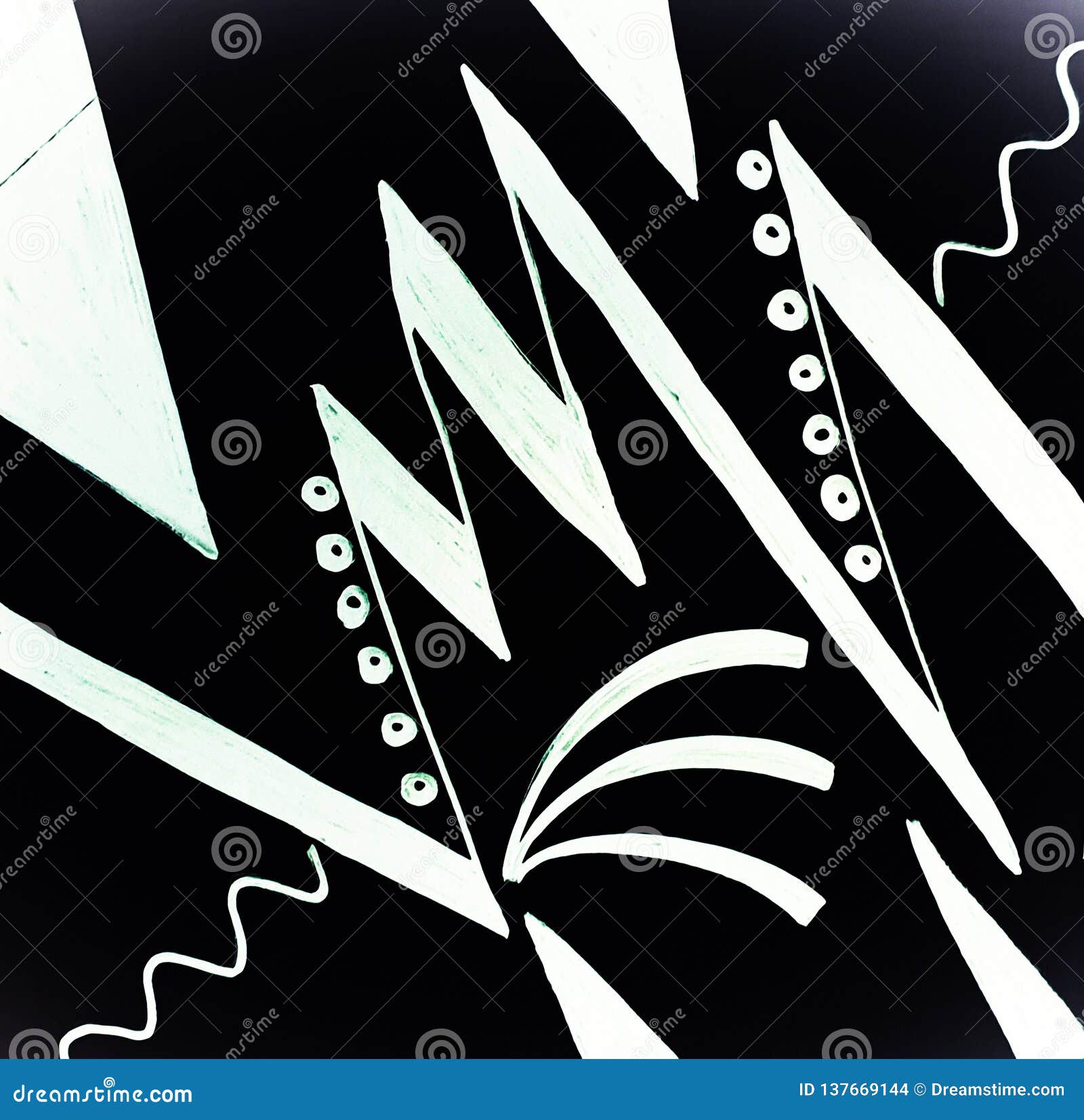Black and White Hand Drawn Design with Sharp Edges Stock Illustration ...