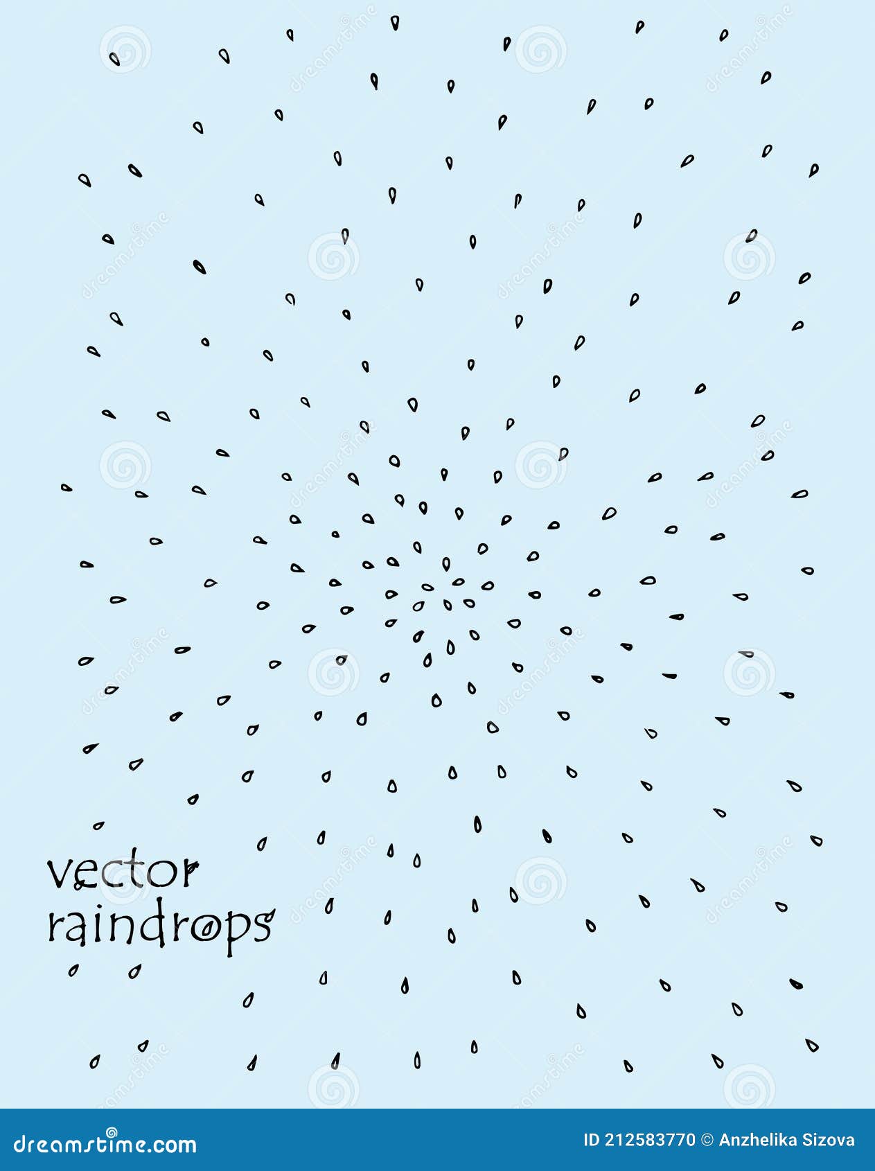 Black and White Hand Drawn Doodle Raindrop Sketch. Vector Texture of ...