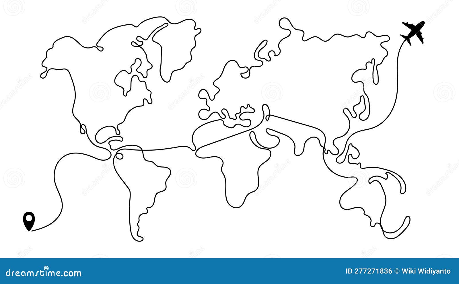 Black and White Hand Drawn Line Art World Map Stock Illustration ...