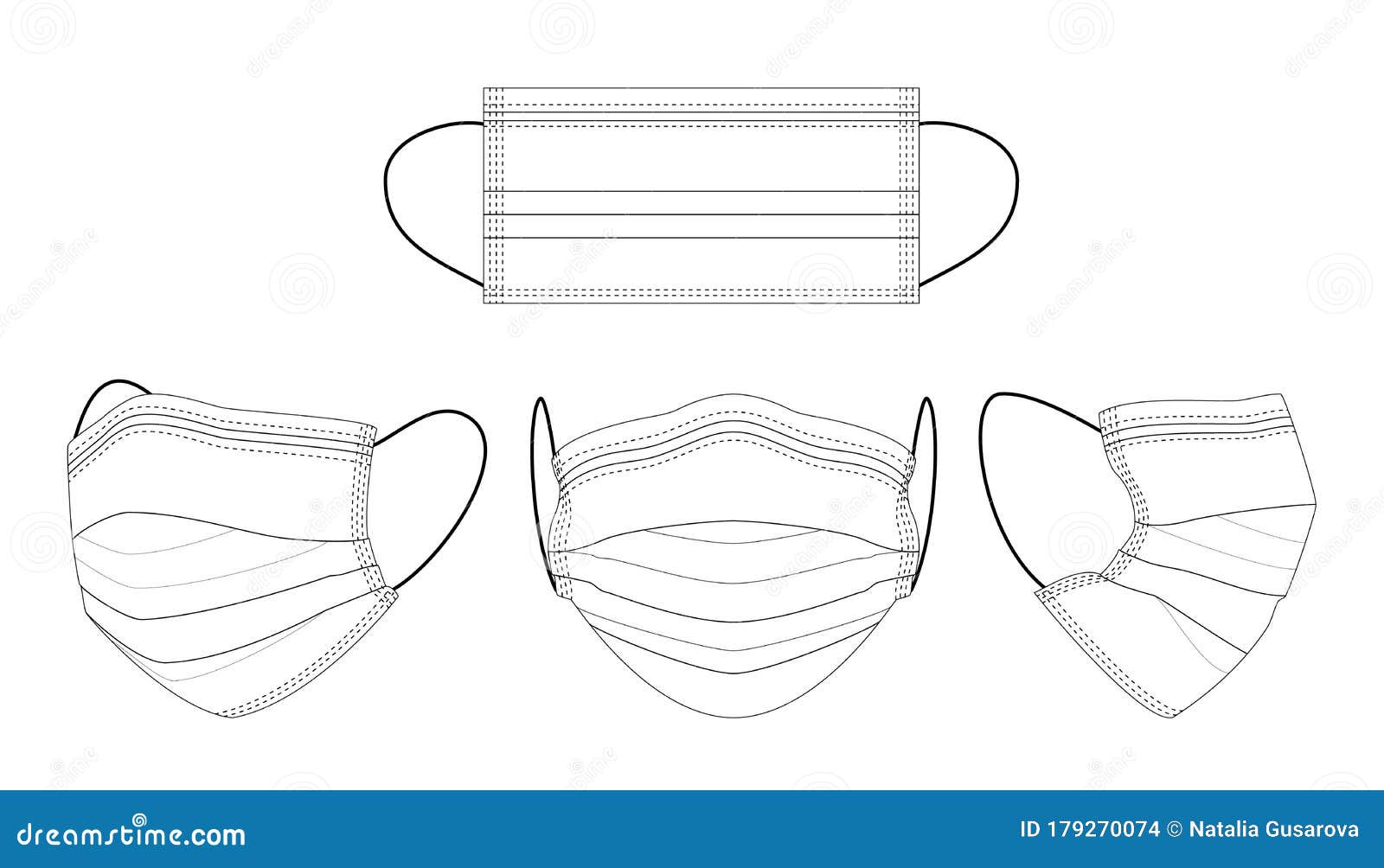 Black and White Hand-drawn Medical Mask Stock Illustration ...