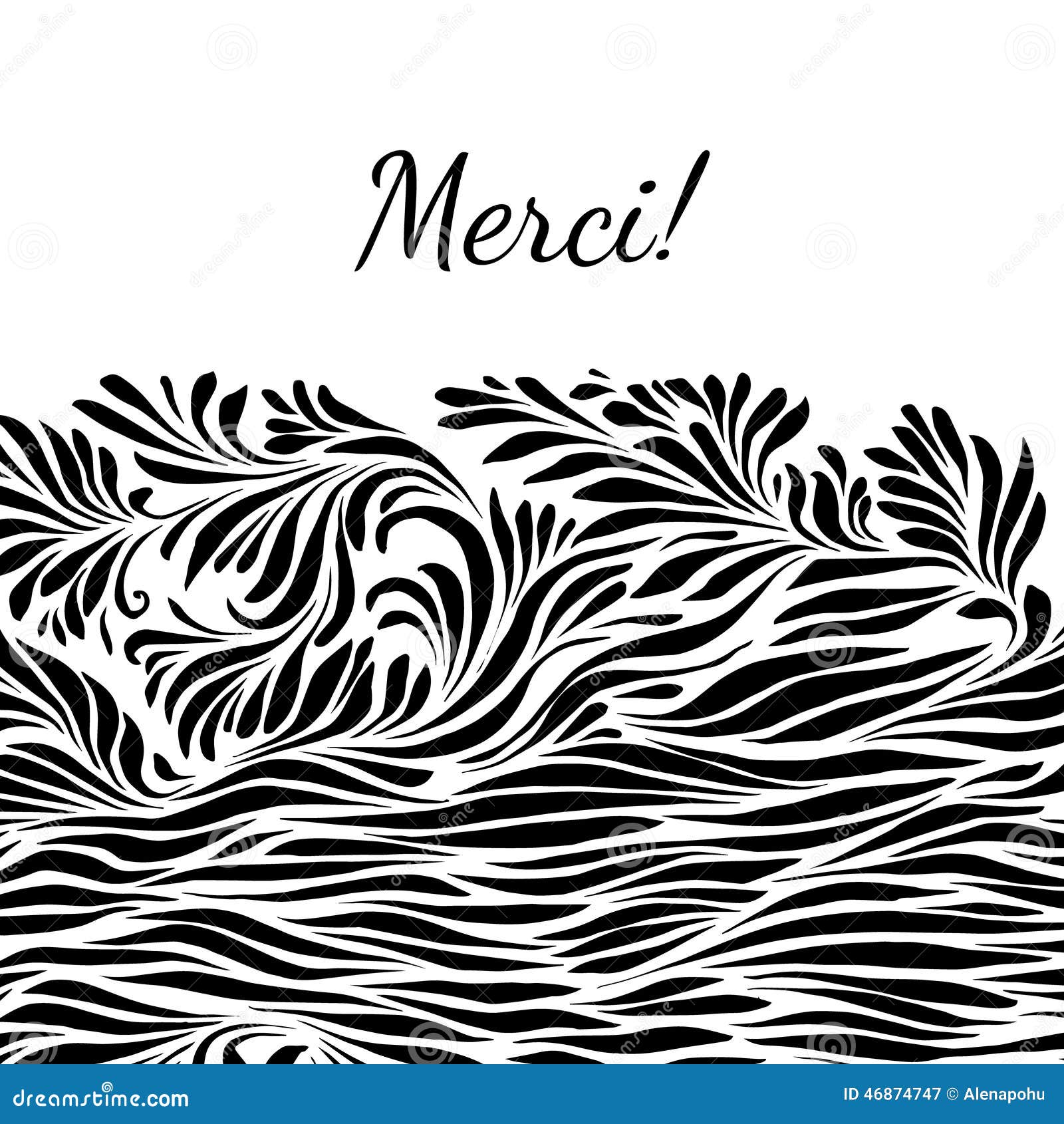 Black and White Hand Drawn Merci Background Stock Vector - Illustration ...