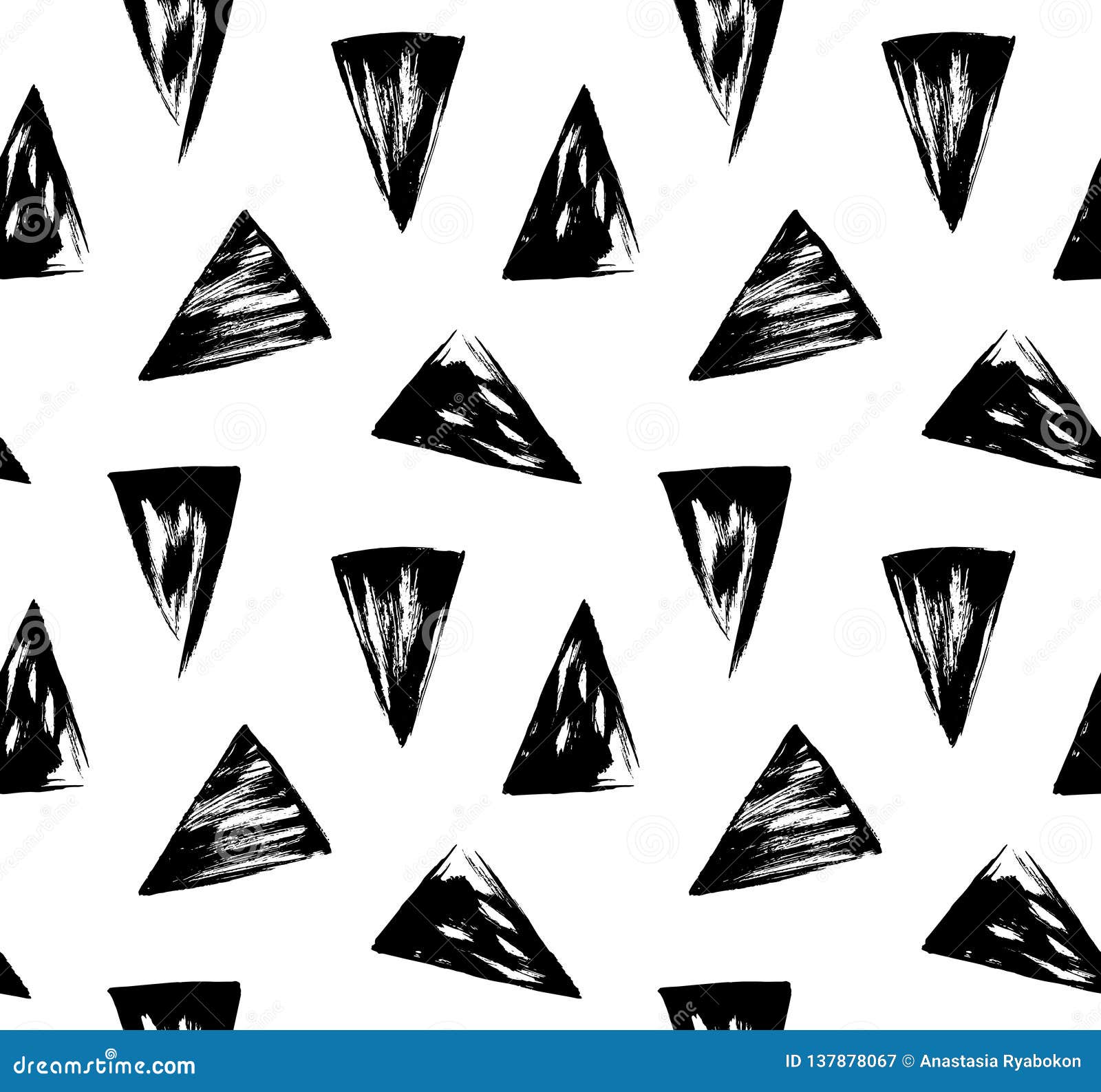 Black and White Hand Drawn Triangle Pattern Stock Vector - Illustration ...
