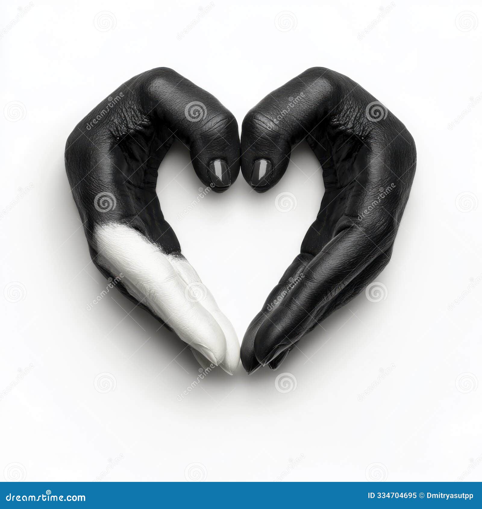 Black And White Hands Form Heart Shape, Symbolizing Unity And Diversity ...