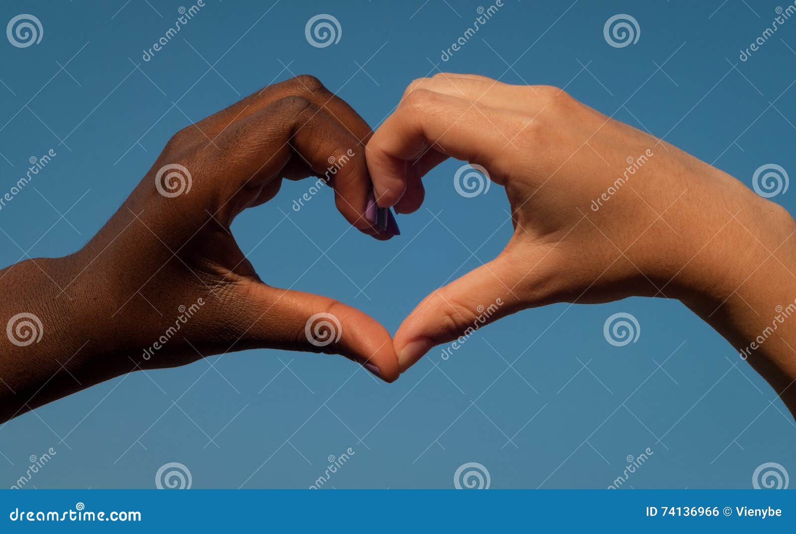 Black and White Hands in Heart Shape, Interracial Friendship Concept ...