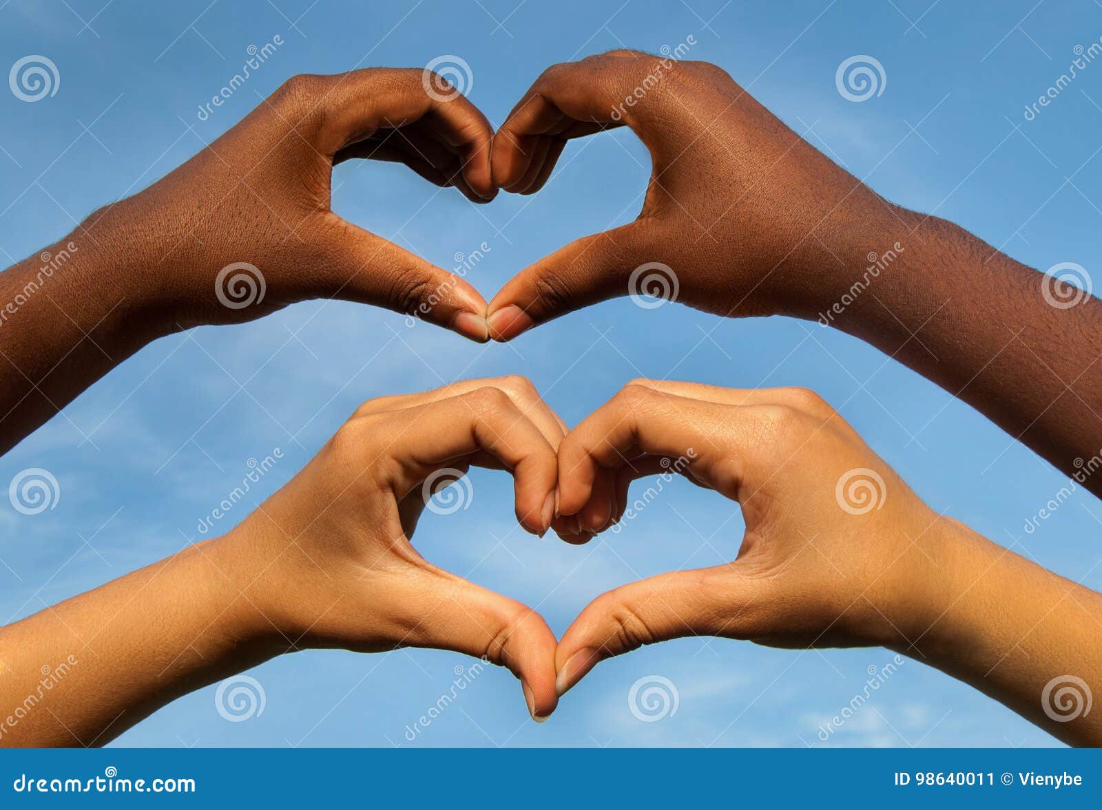 Black and White Hands in Heart Shape, Interracial Friendship Concept ...