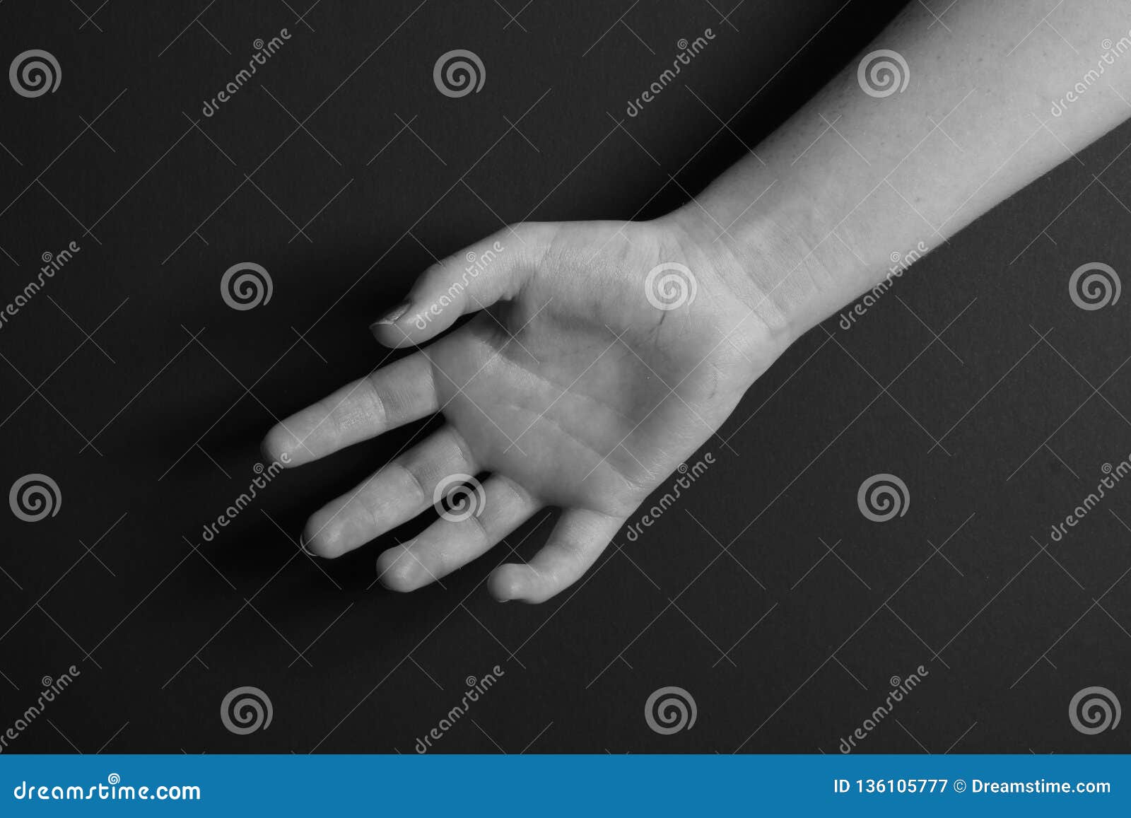 Hand Front Side Black Background Stock Image - Image of side, open ...