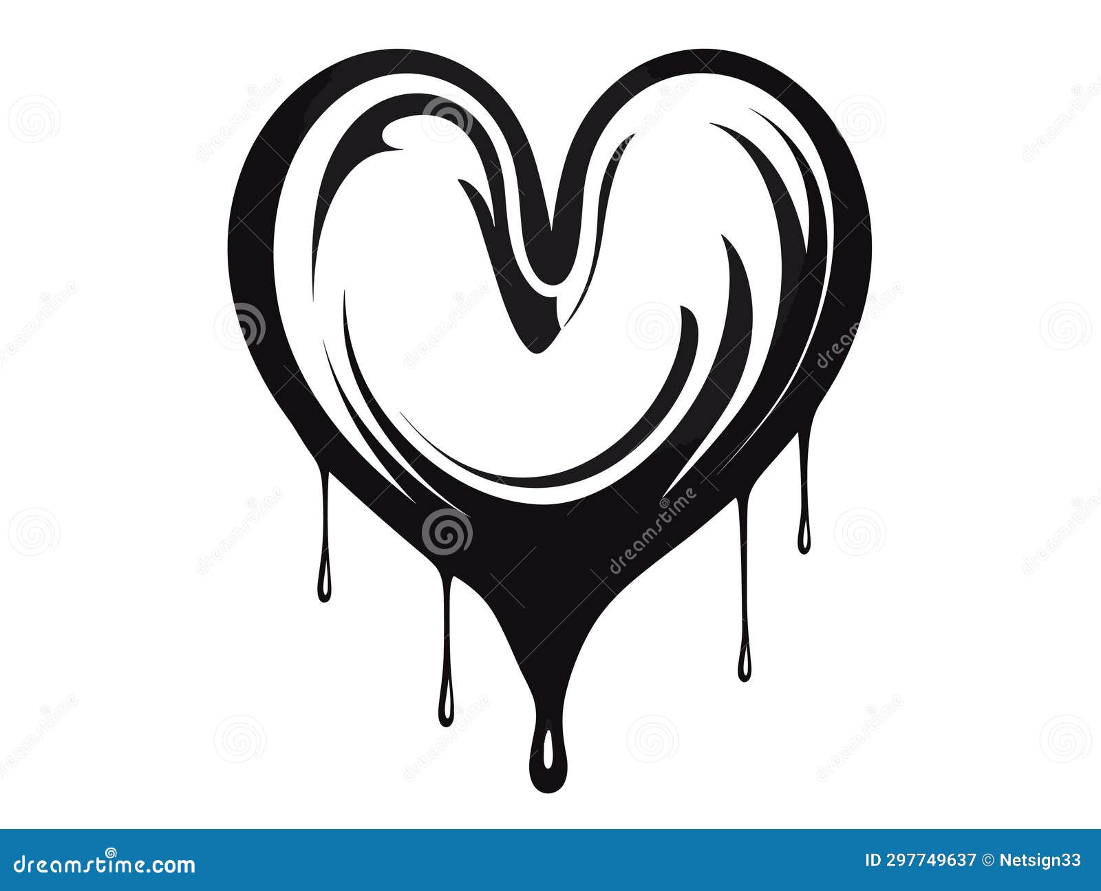 A Black and White Heart with Dripping Paint - Water-drop Shaped As a ...