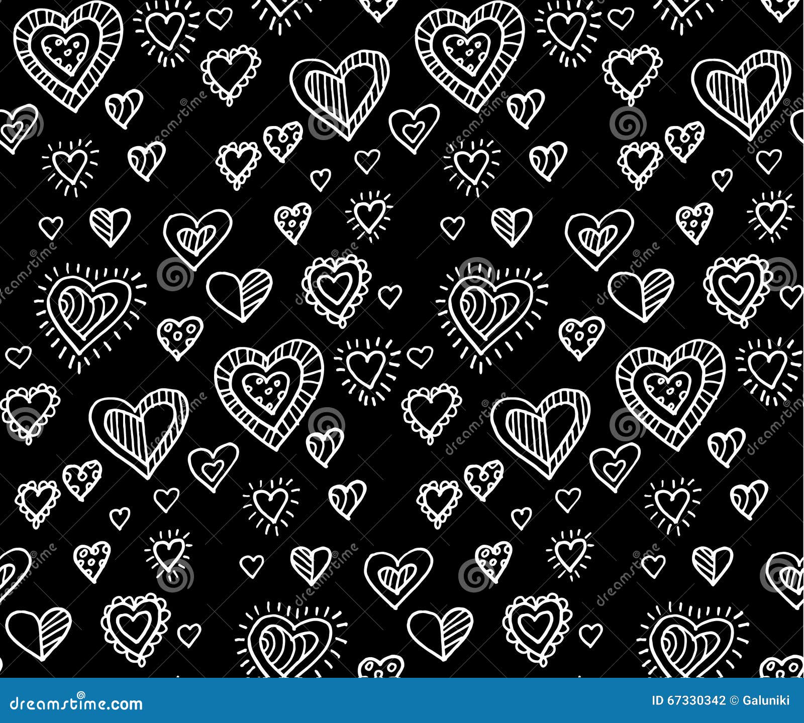 Black and White Heart Seamless Pattern Stock Vector - Illustration of ...