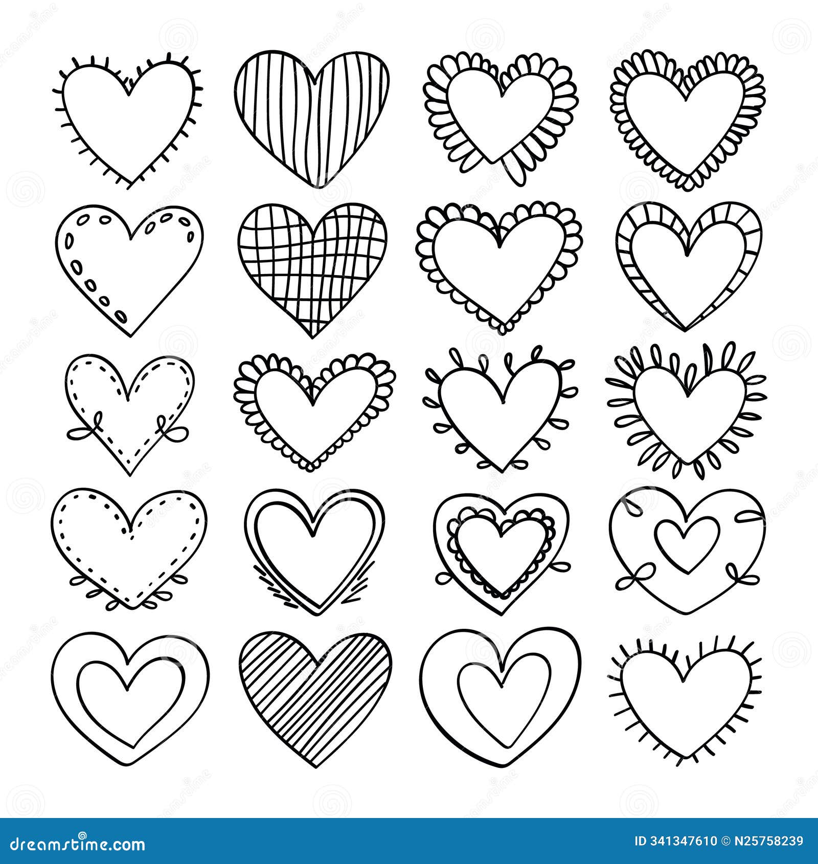 Black and White Hearts. Black and White Collection of Simple and ...