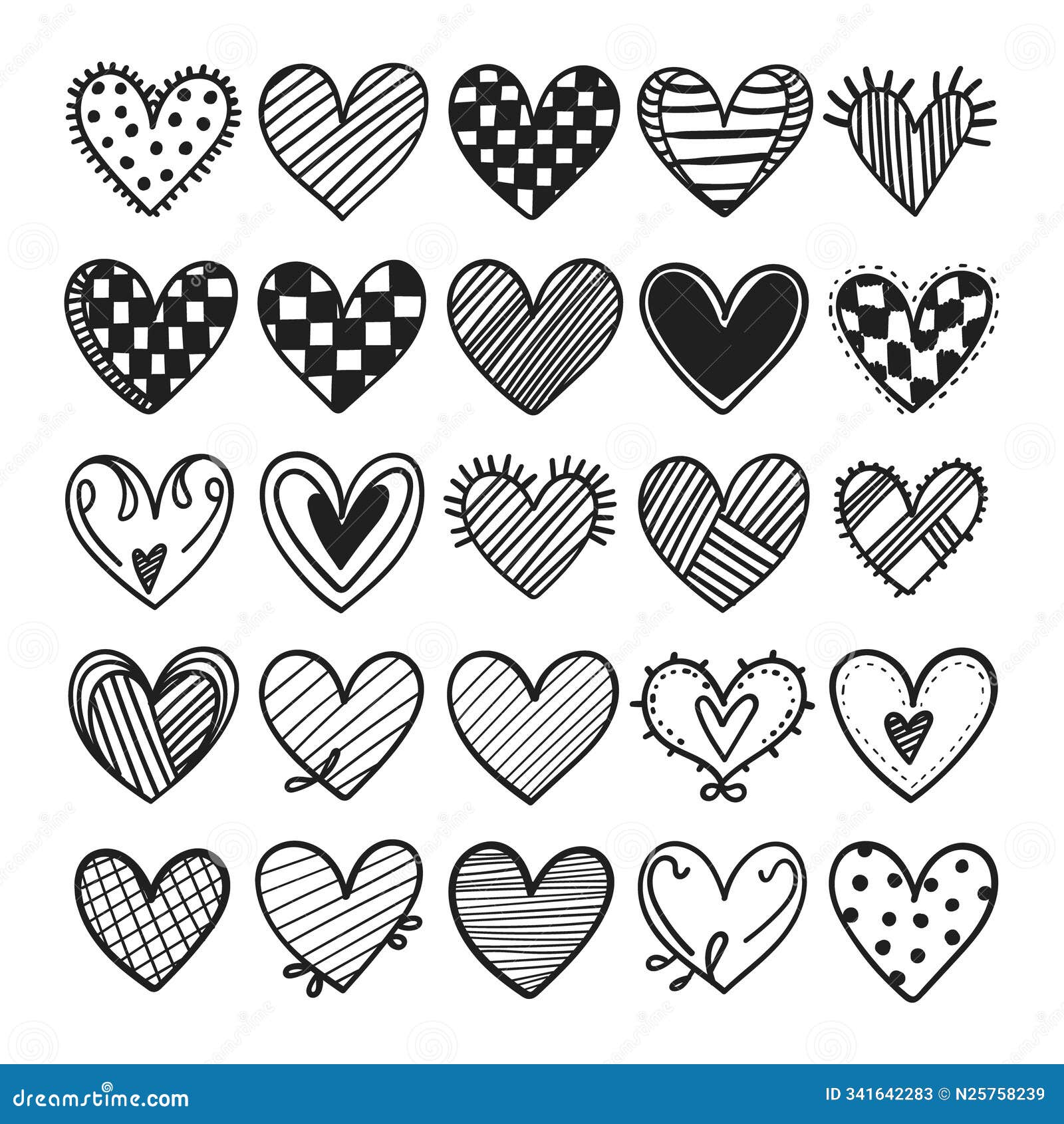 Black and White Hearts. Black and White Collection of Simple and ...