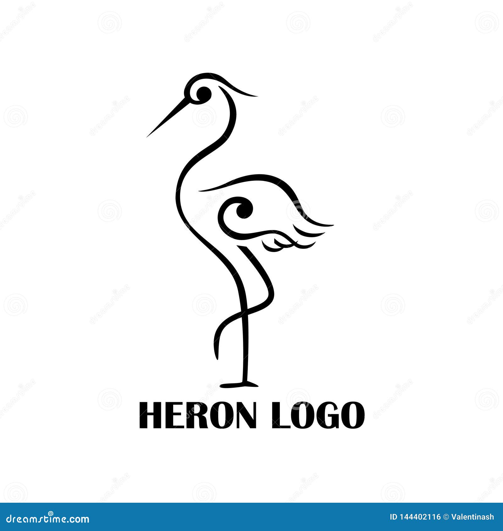 Black and White Heron Logo stock vector. Illustration of logo - 144402116