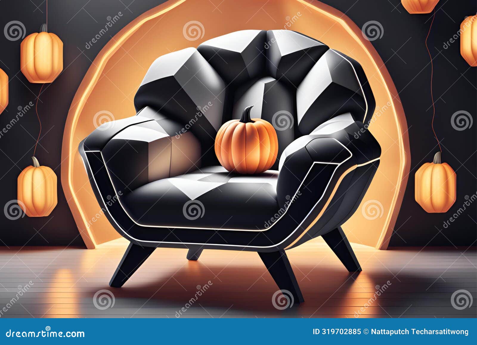 Black and White Hexagon Pattern Lychee-inspired Chair in the Shape of a ...