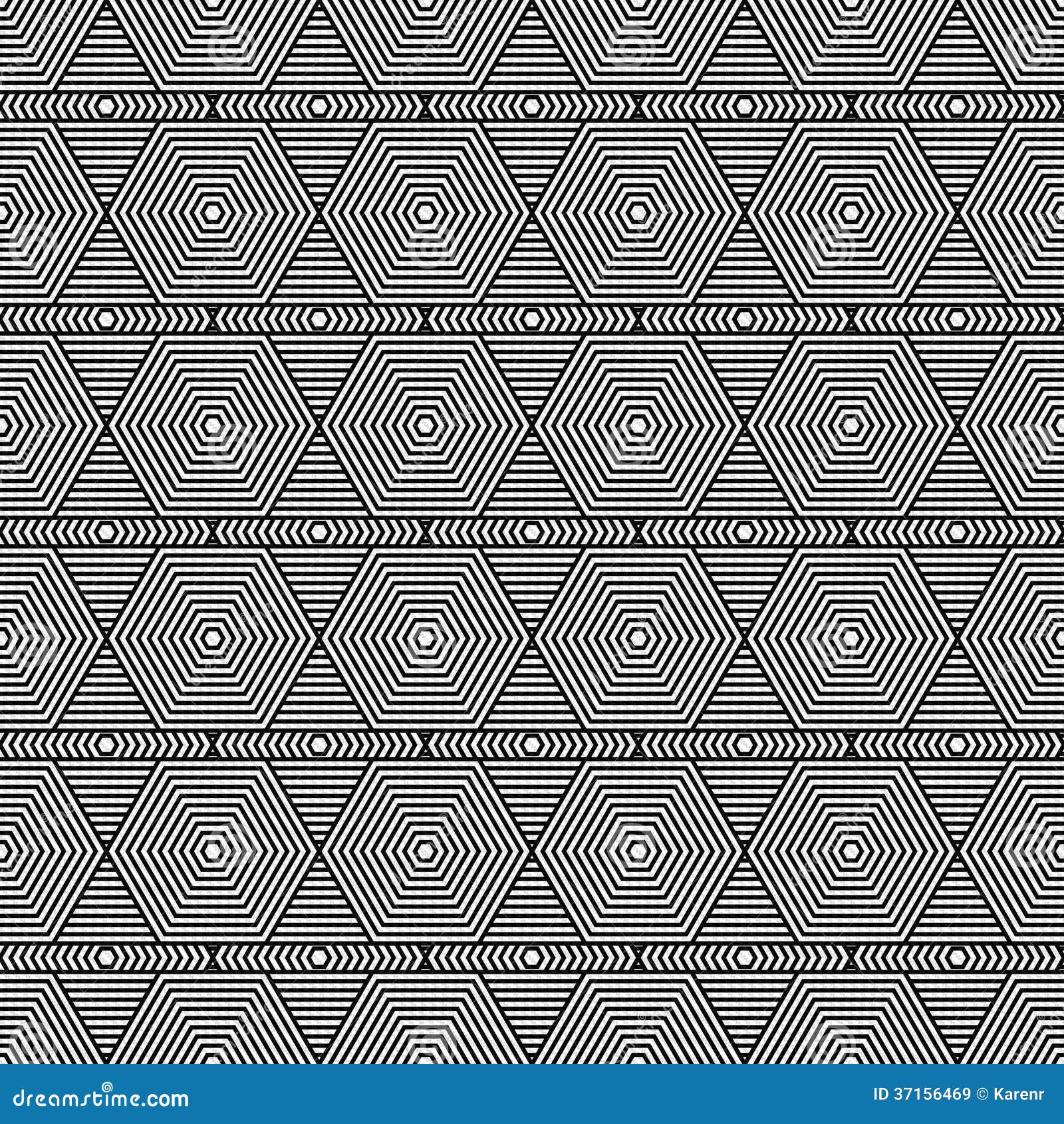 Black and White Hexagon Tiles Pattern Repeat Stock Illustration ...