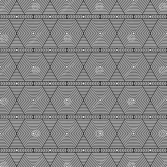 Black and White Hexagon Tiles Pattern Repeat Stock Illustration ...