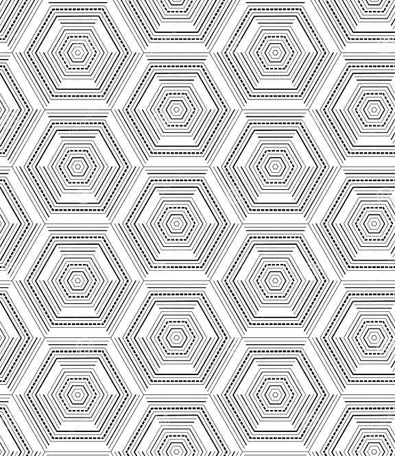 Black and White Hexagons in a Modern Seamless Pattern Tile. Stock ...