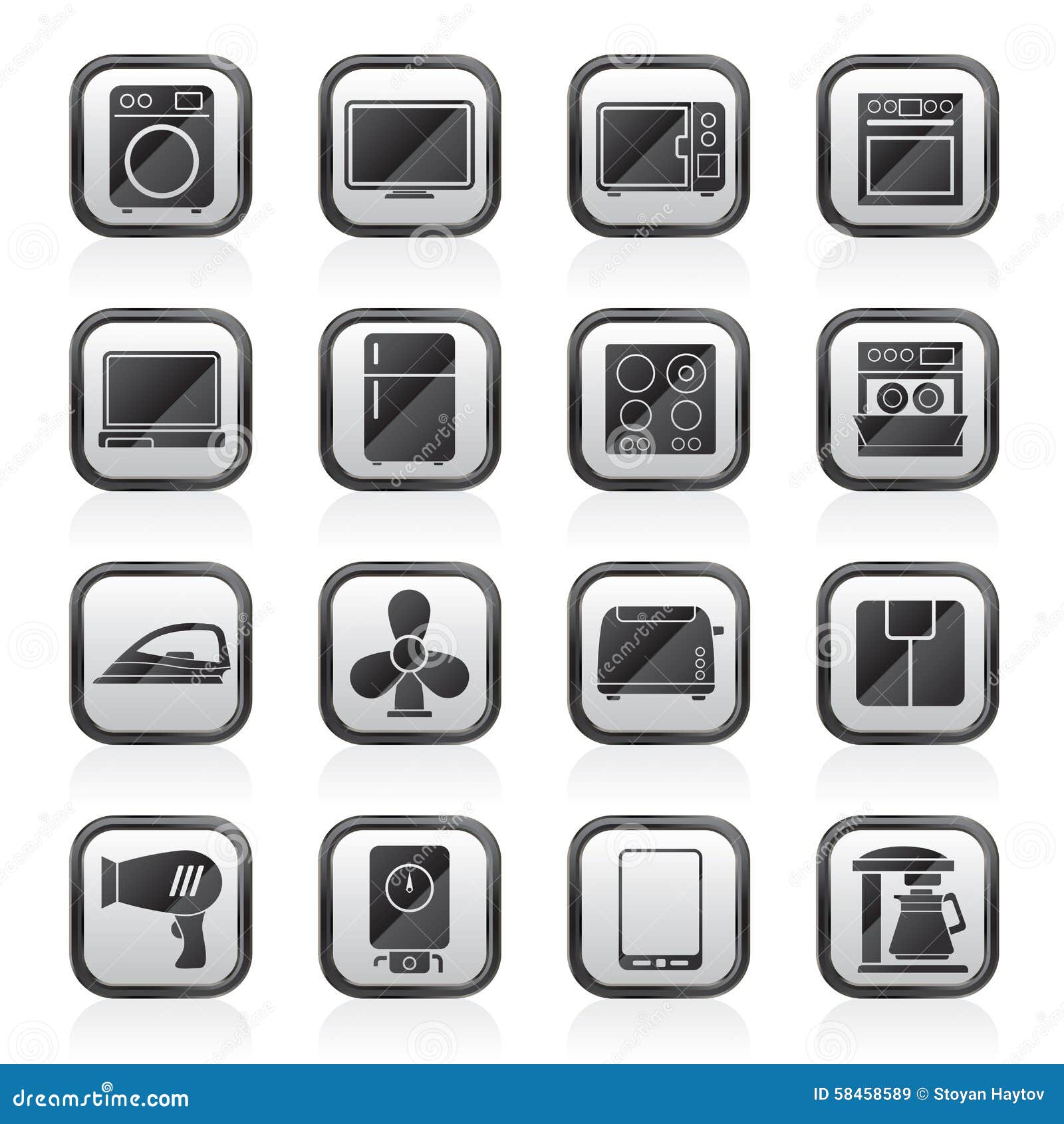 Black an White Home Appliance Icons Stock Vector - Illustration of ...