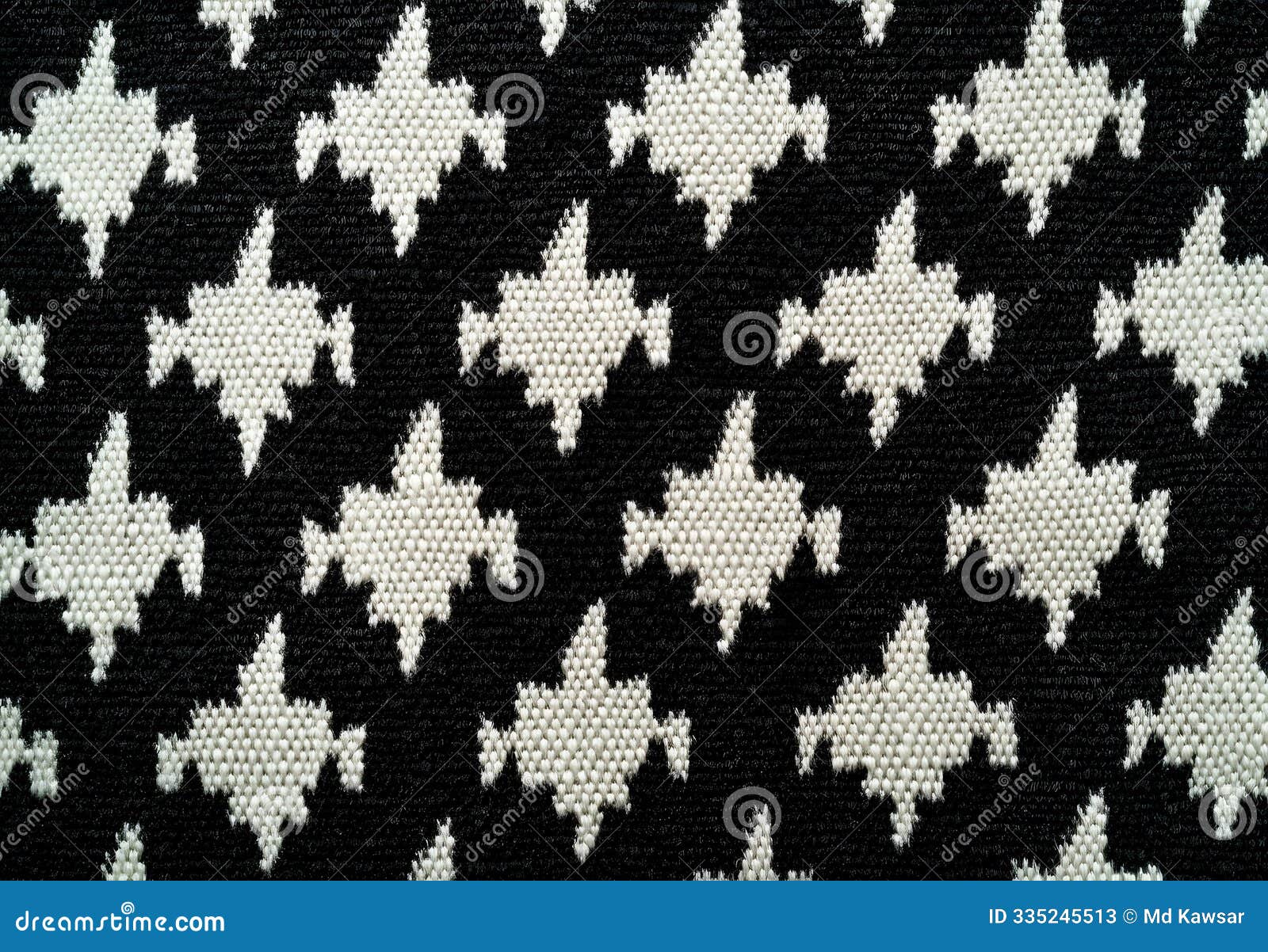 Black and White Houndstooth Fabric Texture Stock Illustration ...