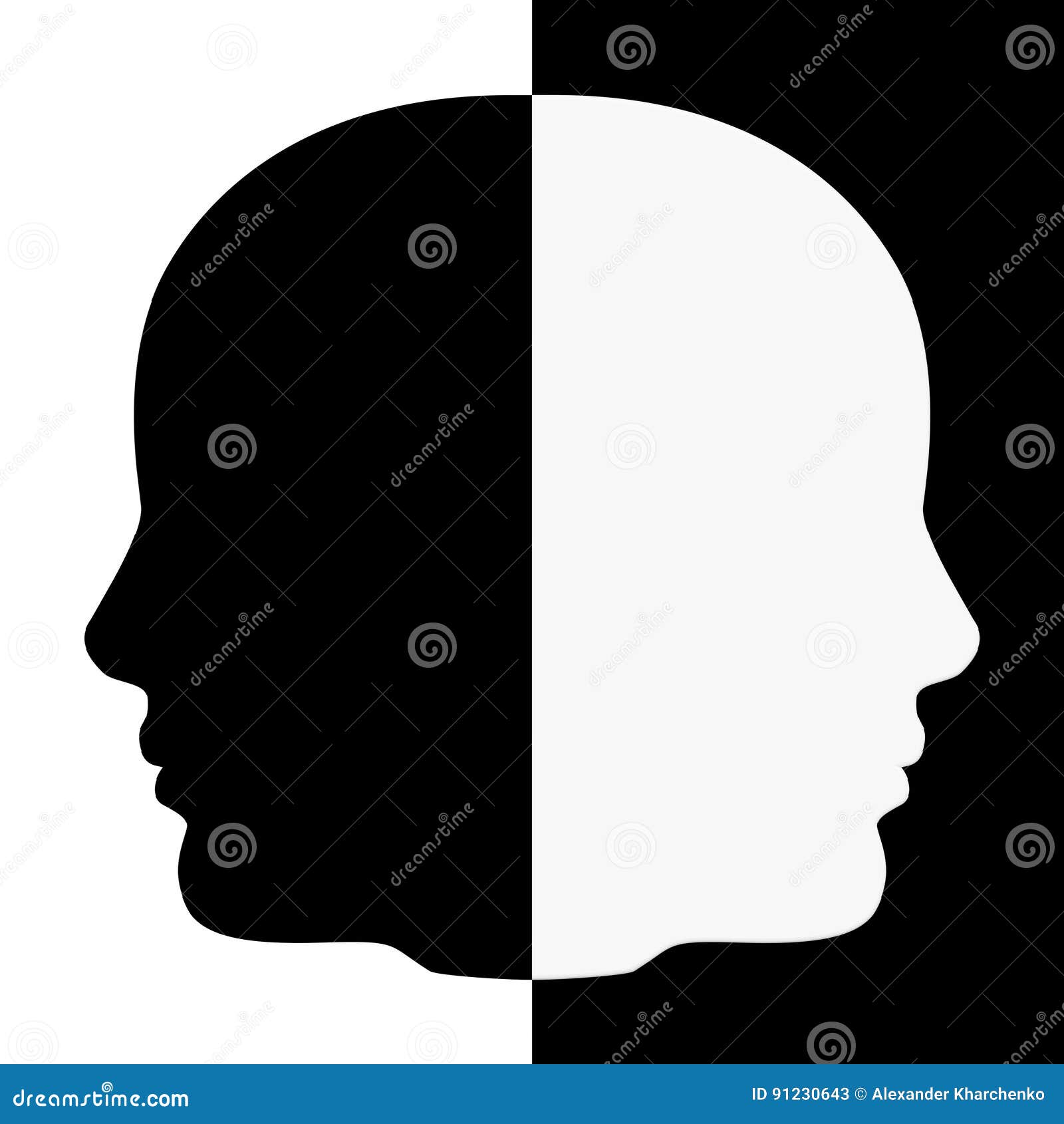 Black and White Human Head Shape. 3d Rendering Stock Illustration ...