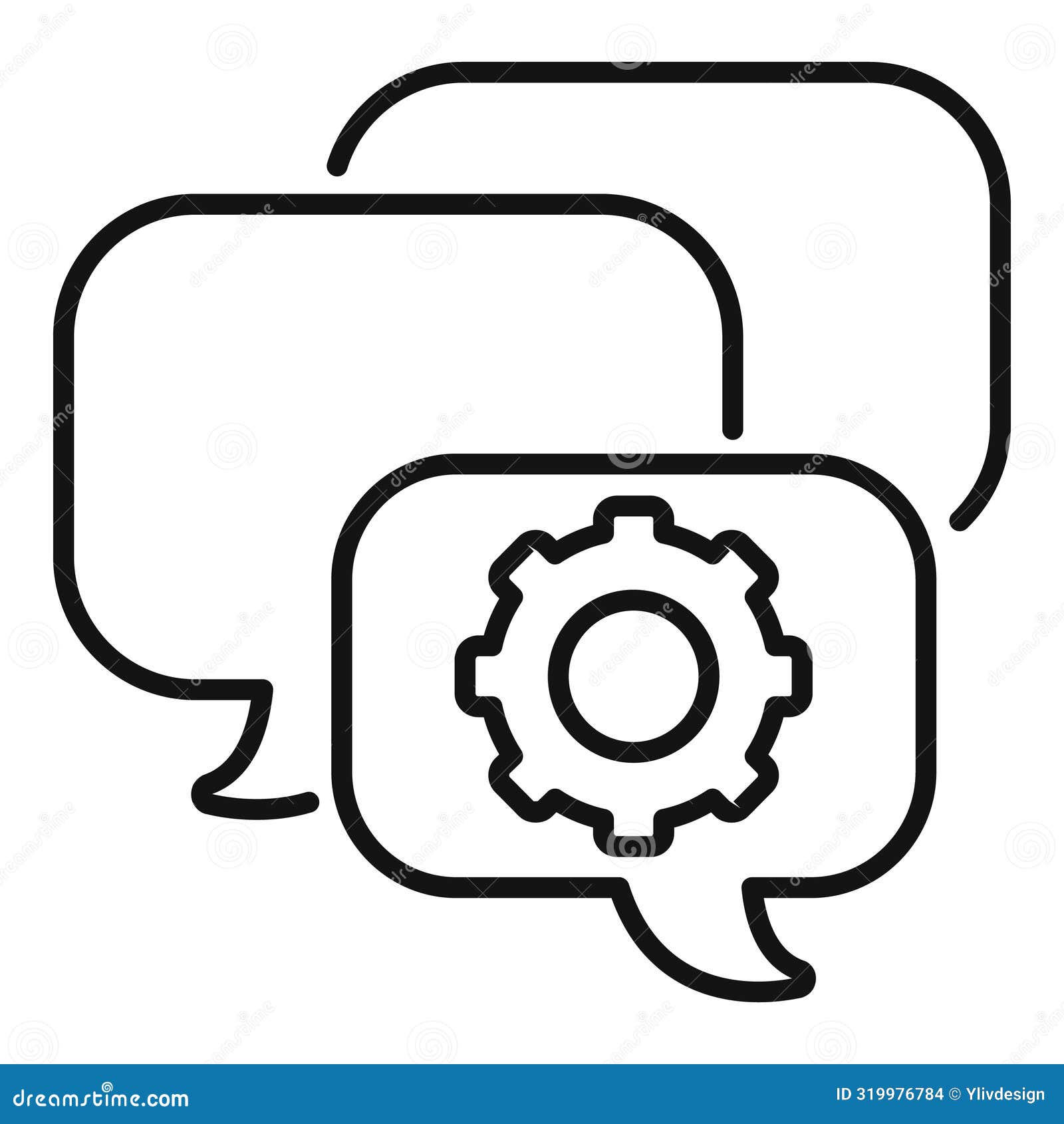 Black and White Icon Illustrating a Conversation with a Gear Symbol ...