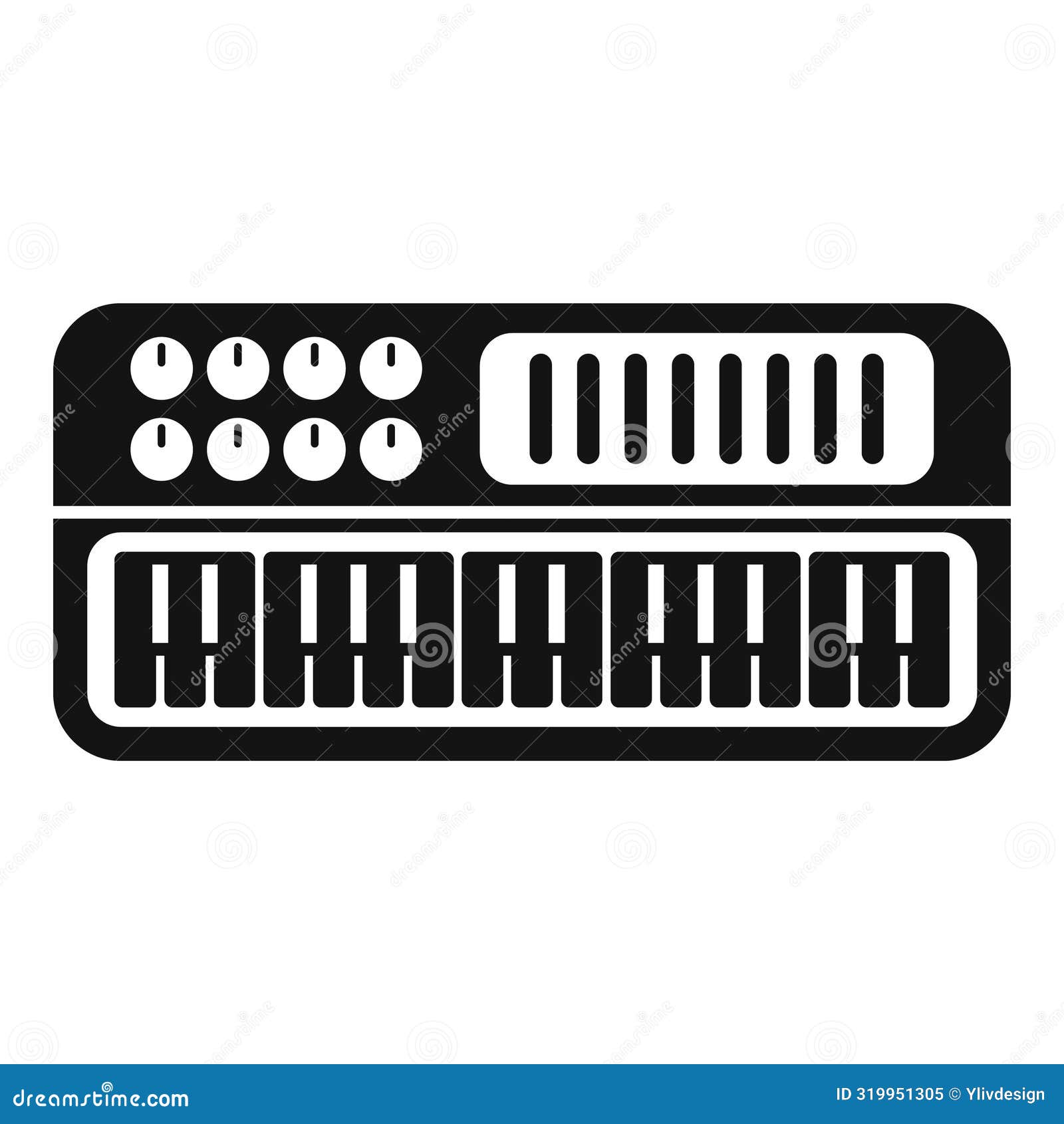 Black and White Icon of a Midi Keyboard Controller Stock Vector ...