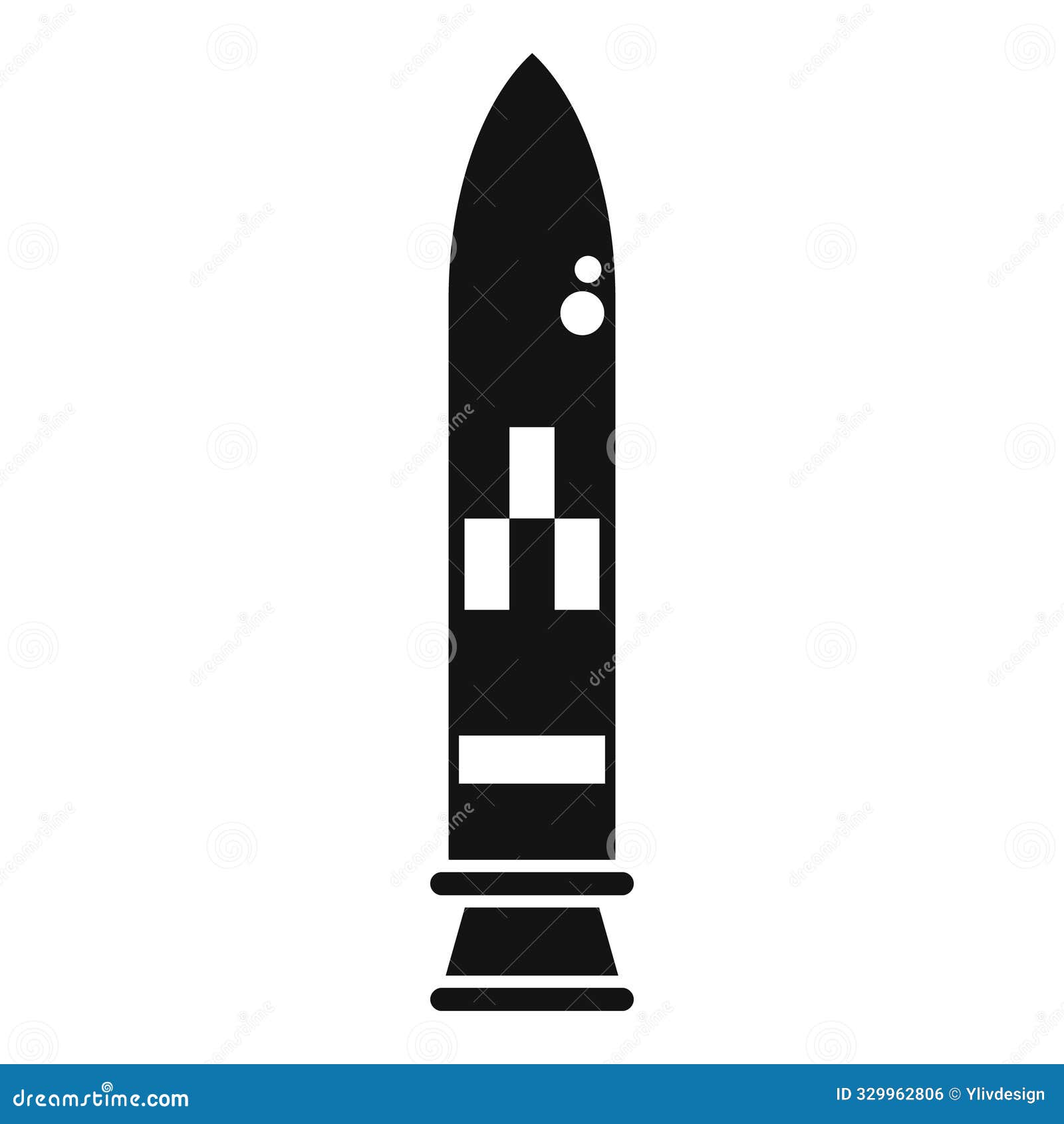 Black and White Icon of a Nuclear Icbm Ready To Launch Stock Vector ...