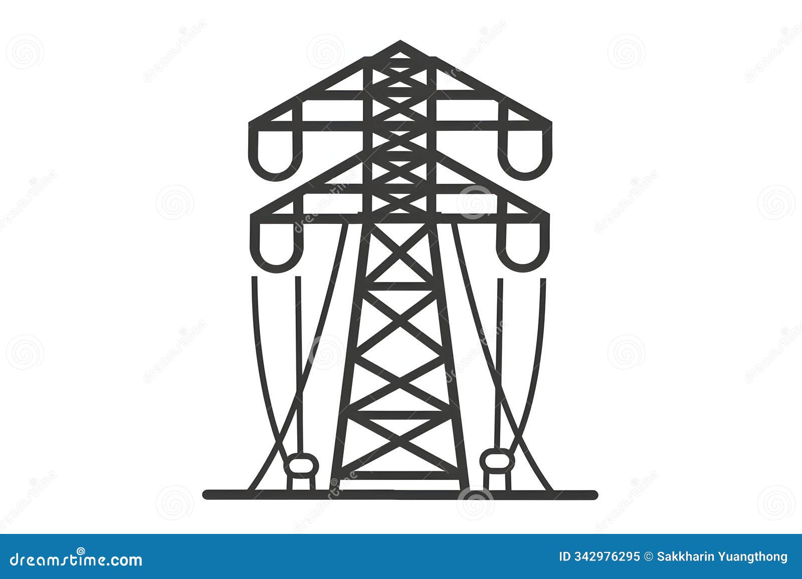 Black and White Icon of Power Line Structure Generative AI Stock ...