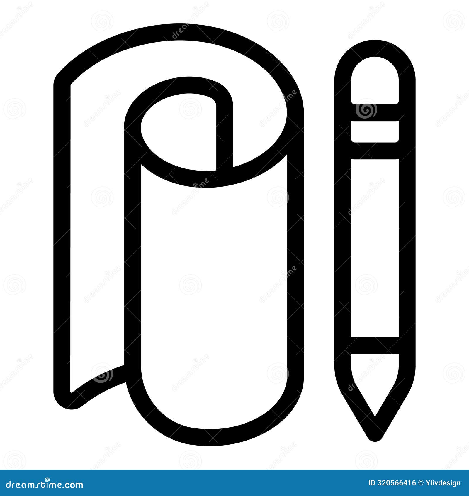 A Black and White Icon Representing Architectural Plans with a Pencil ...