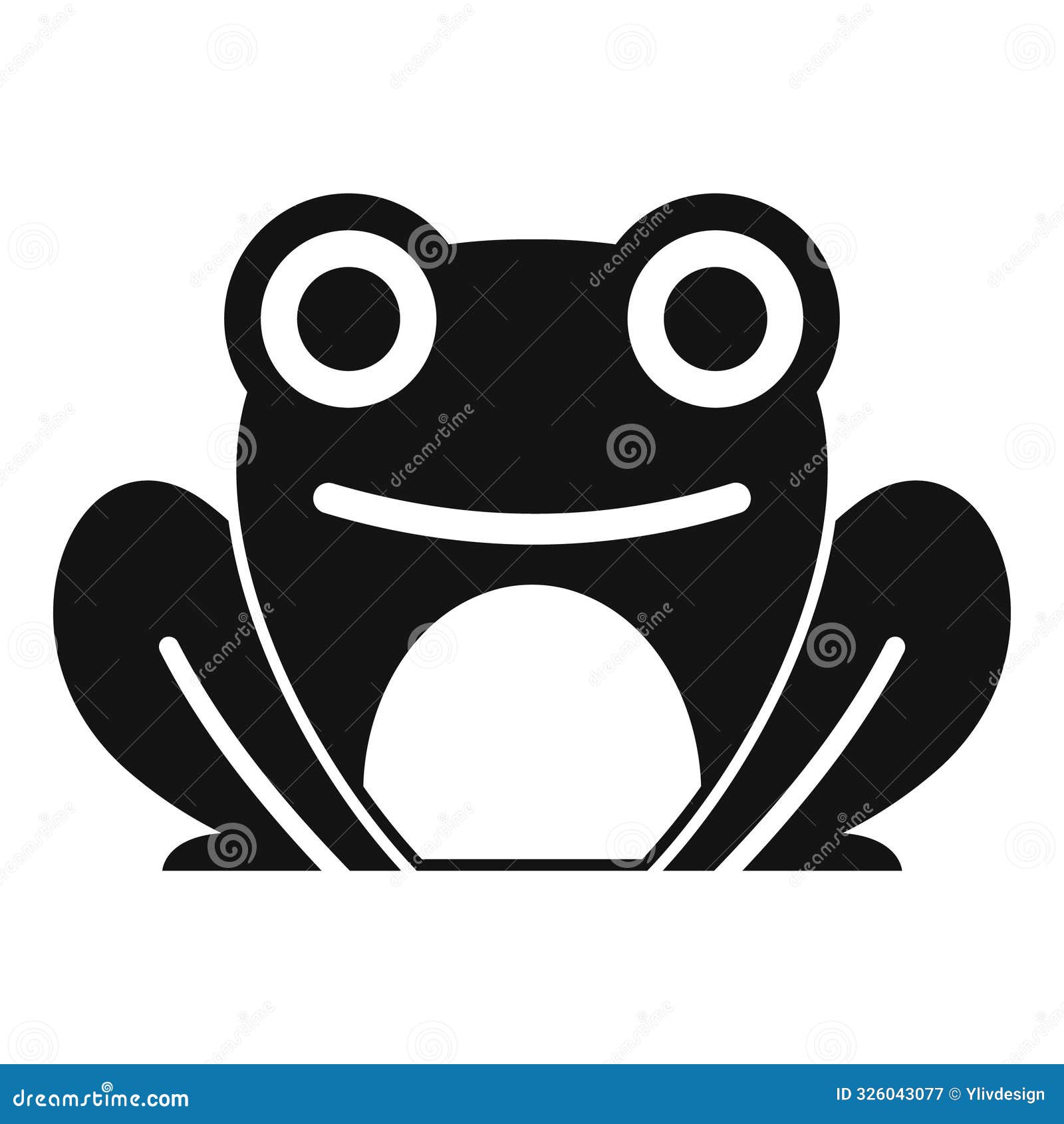 Black and White Toad Smiling Sitting Down Icon Stock Vector ...