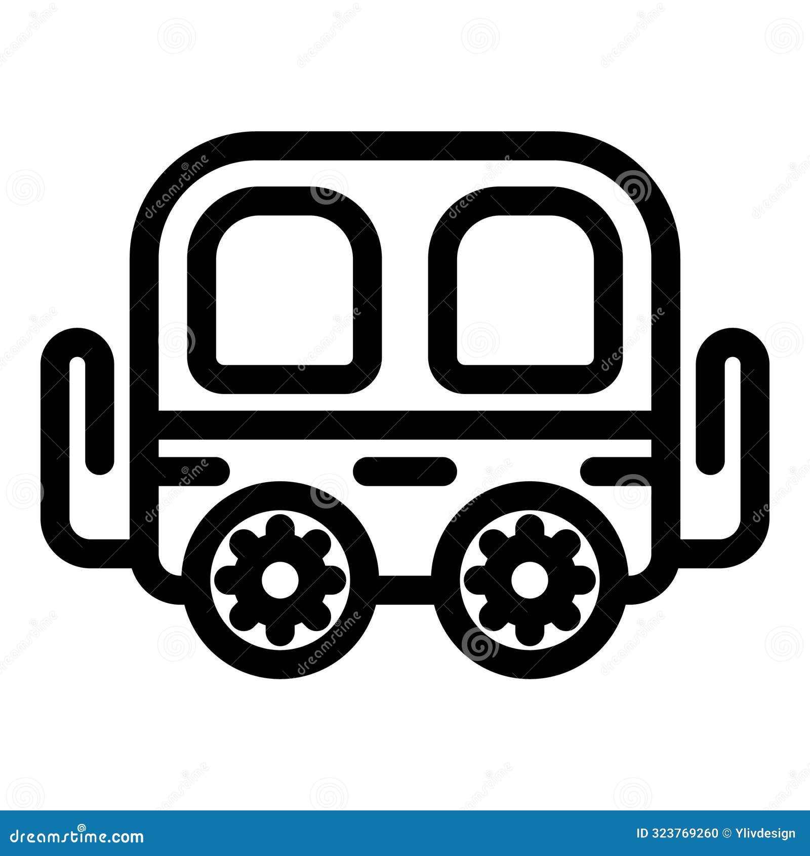 Black and White Icon of a Train with Square Windows and Round Wheels ...