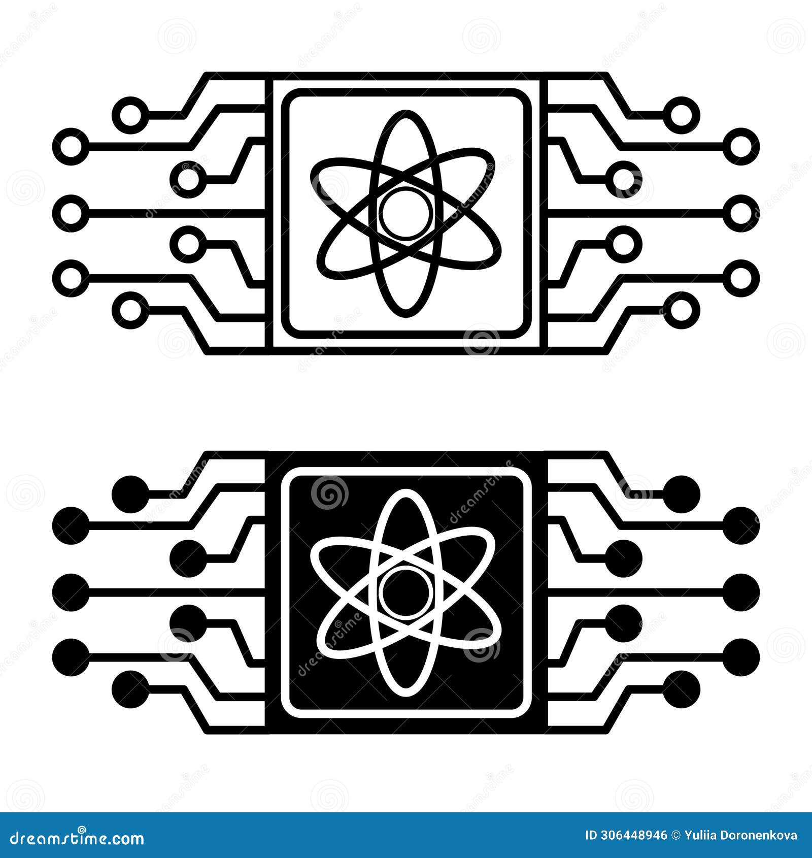 Quantum Computing Icons. stock vector. Illustration of technology ...