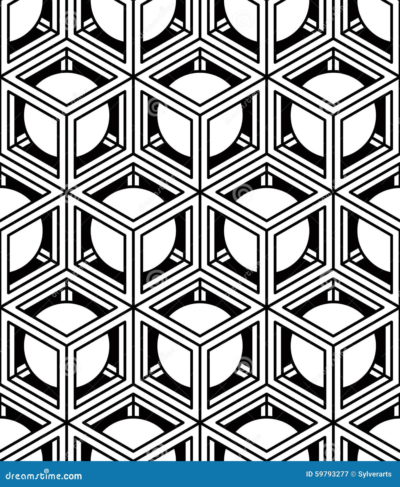 Black and White Illusive Abstract Geometric Seamless 3d Pattern. Stock ...