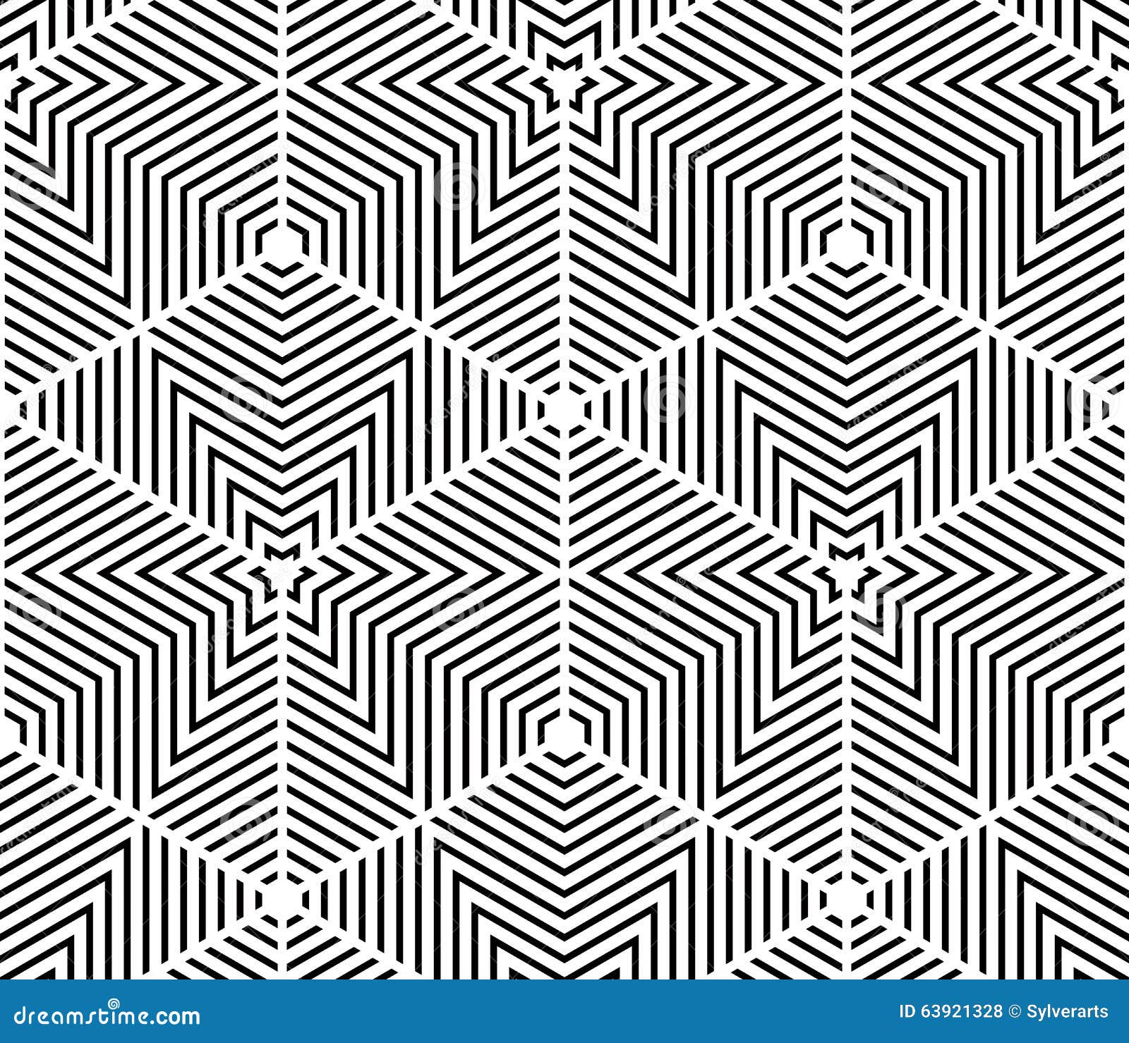 Black and White Illusive Abstract Geometric Seamless 3d Pattern. Stock ...